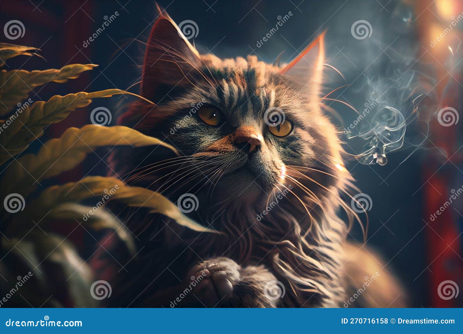 Cat Animal Smoking Ganja Weed.generative Ai Stock Illustration ...