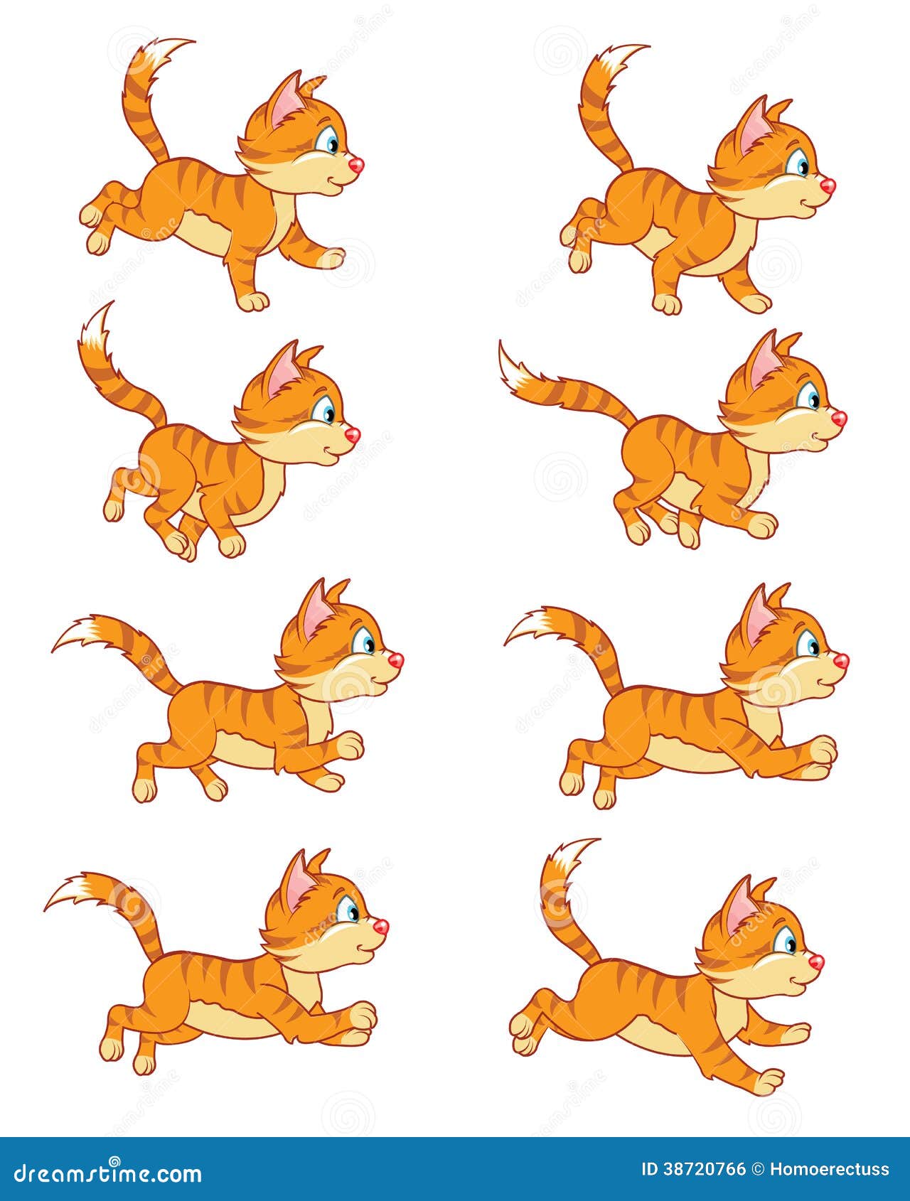Cat Animation Sprite De Funcionamiento Stock de ilustración ...