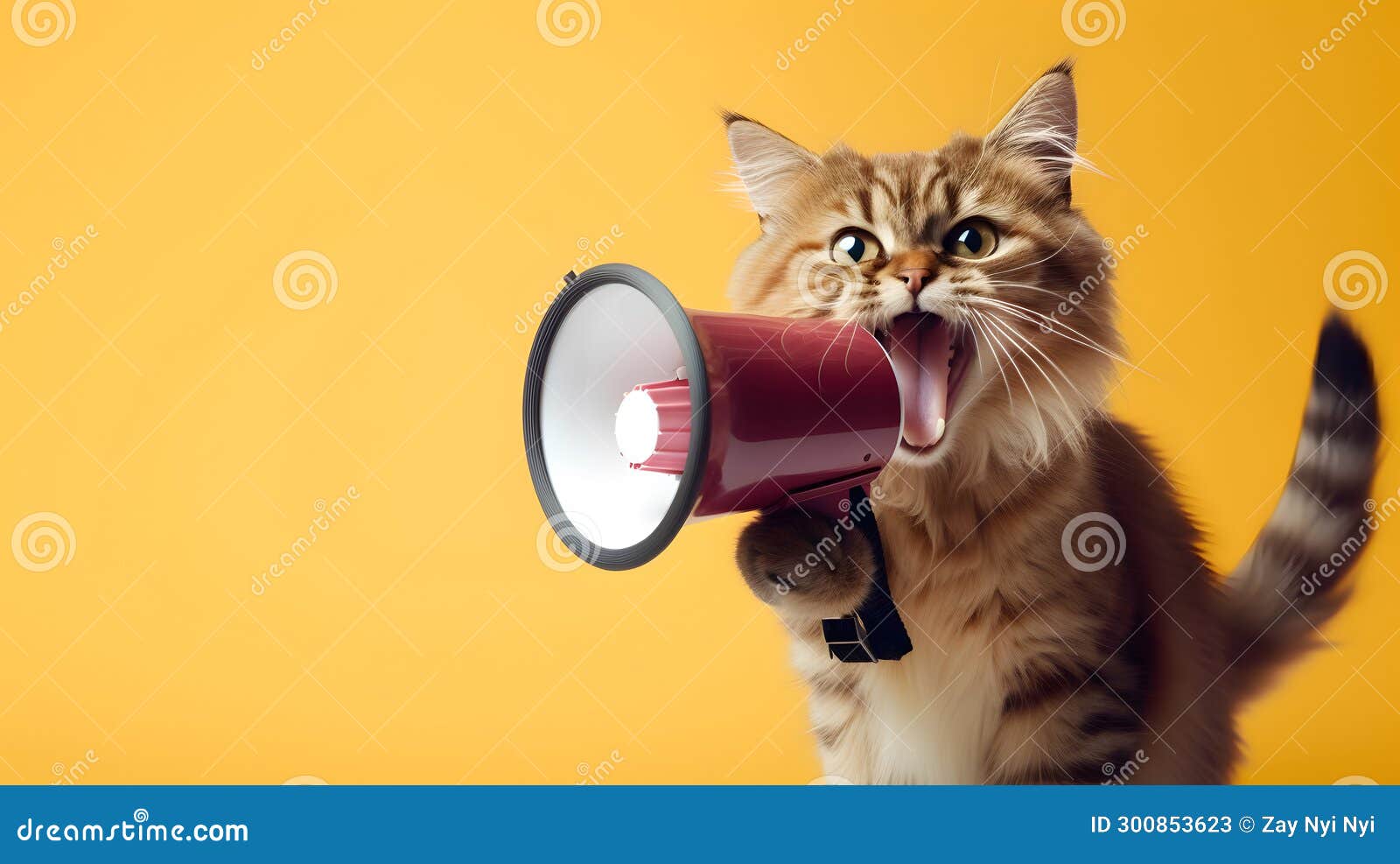 Cat Announcing Using Megaphone. Notifying, Warning, Announcement Stock ...