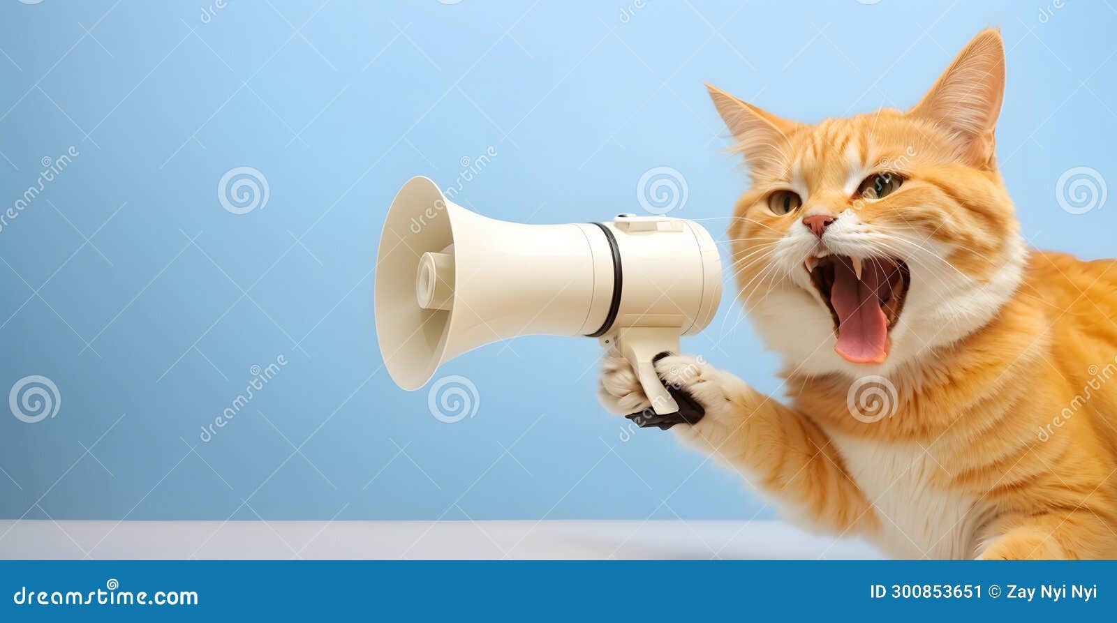 Cat Announcing Using Megaphone. Notifying, Warning, Announcement Stock ...