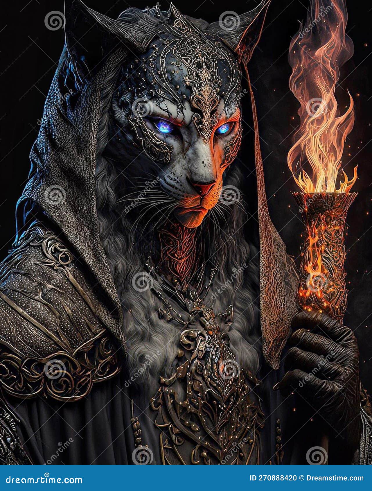 A cat with armor stock illustration. Illustration of poster - 270888420