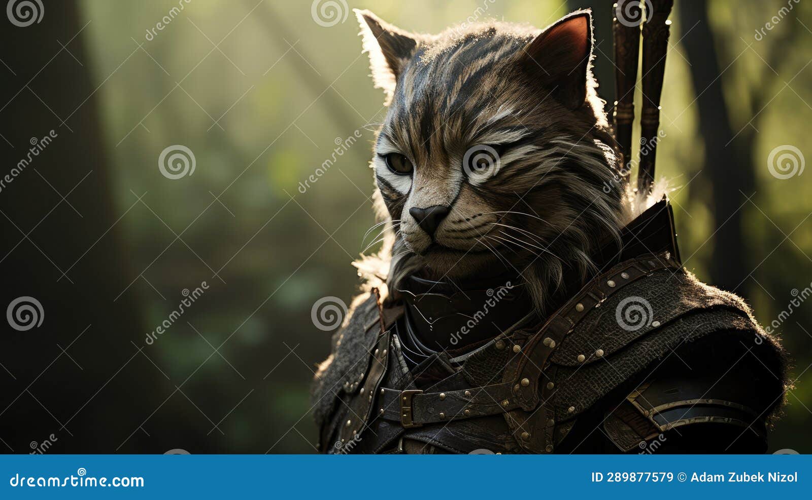 A Cat in Armor with a Sword Stock Illustration - Illustration of animal ...
