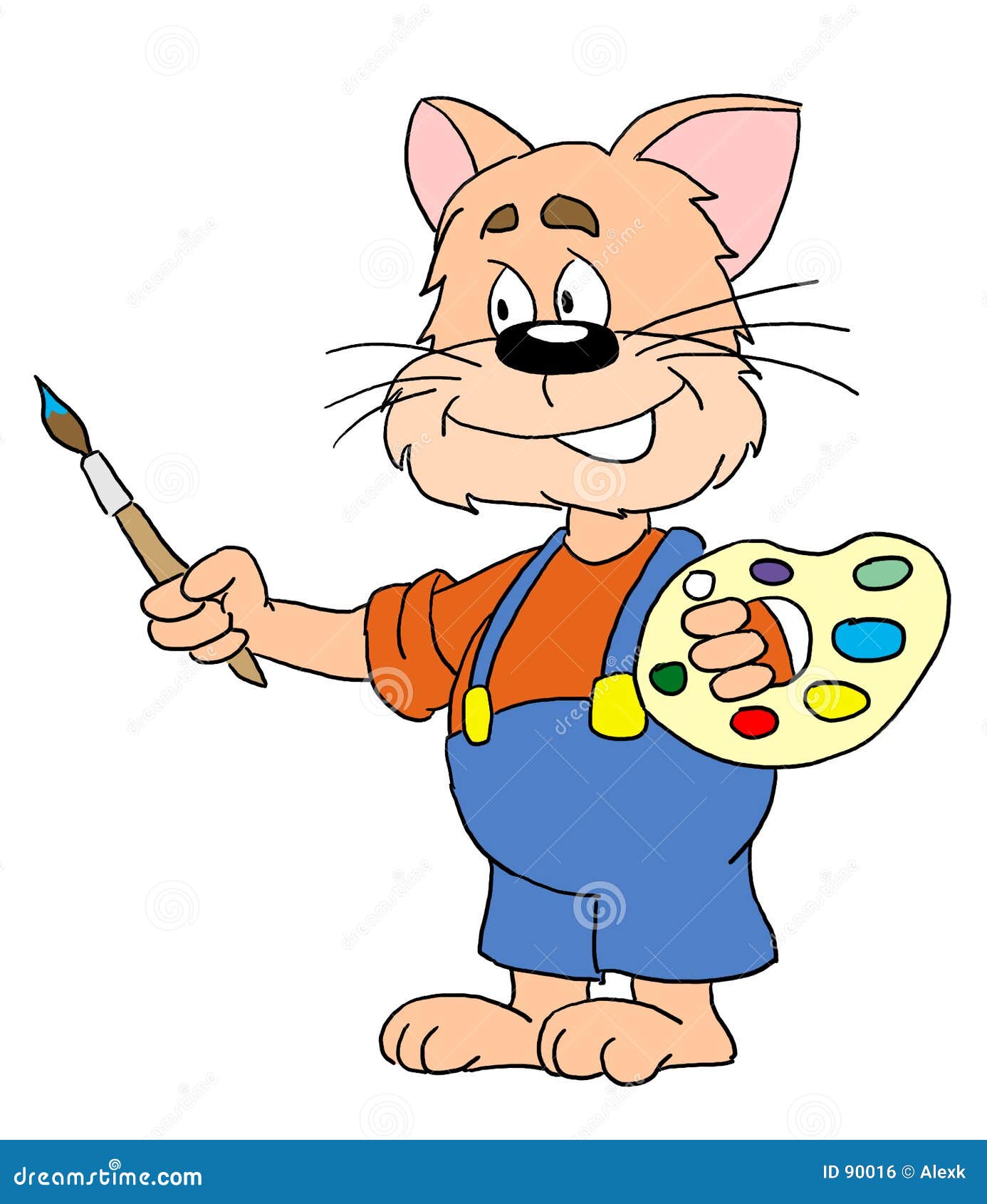 Cat artist stock illustration. Illustration of brush, paint - 90016