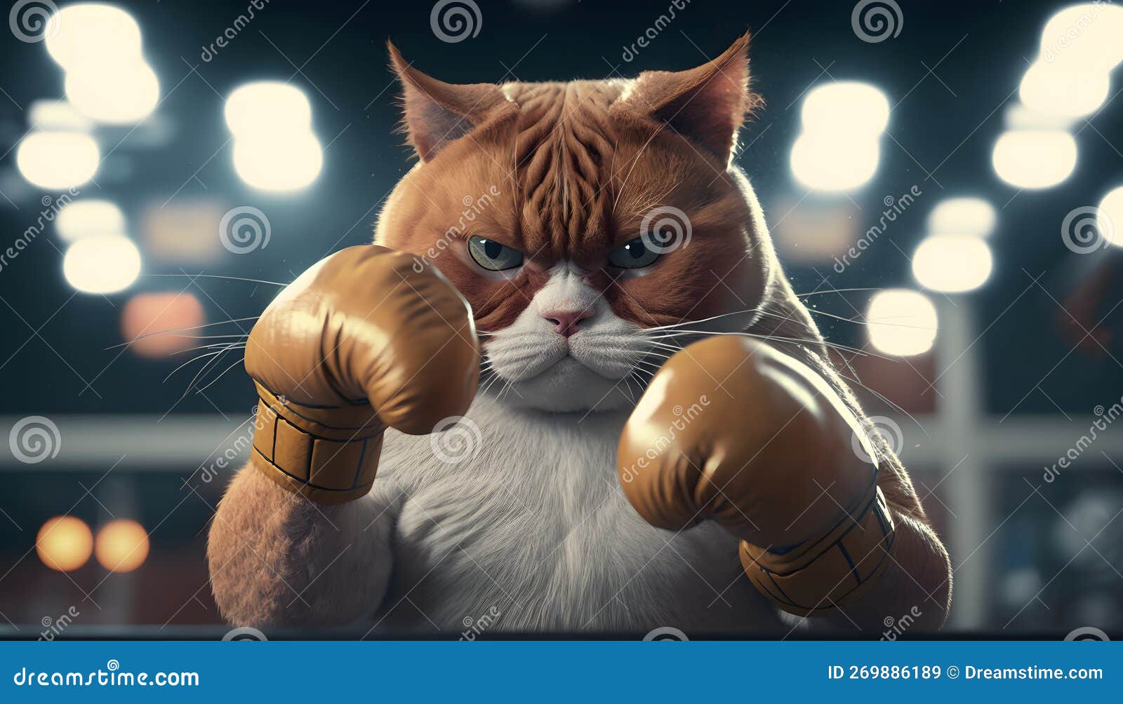 Cat As a Boxer Created with Generative AI Technology Stock Illustration ...