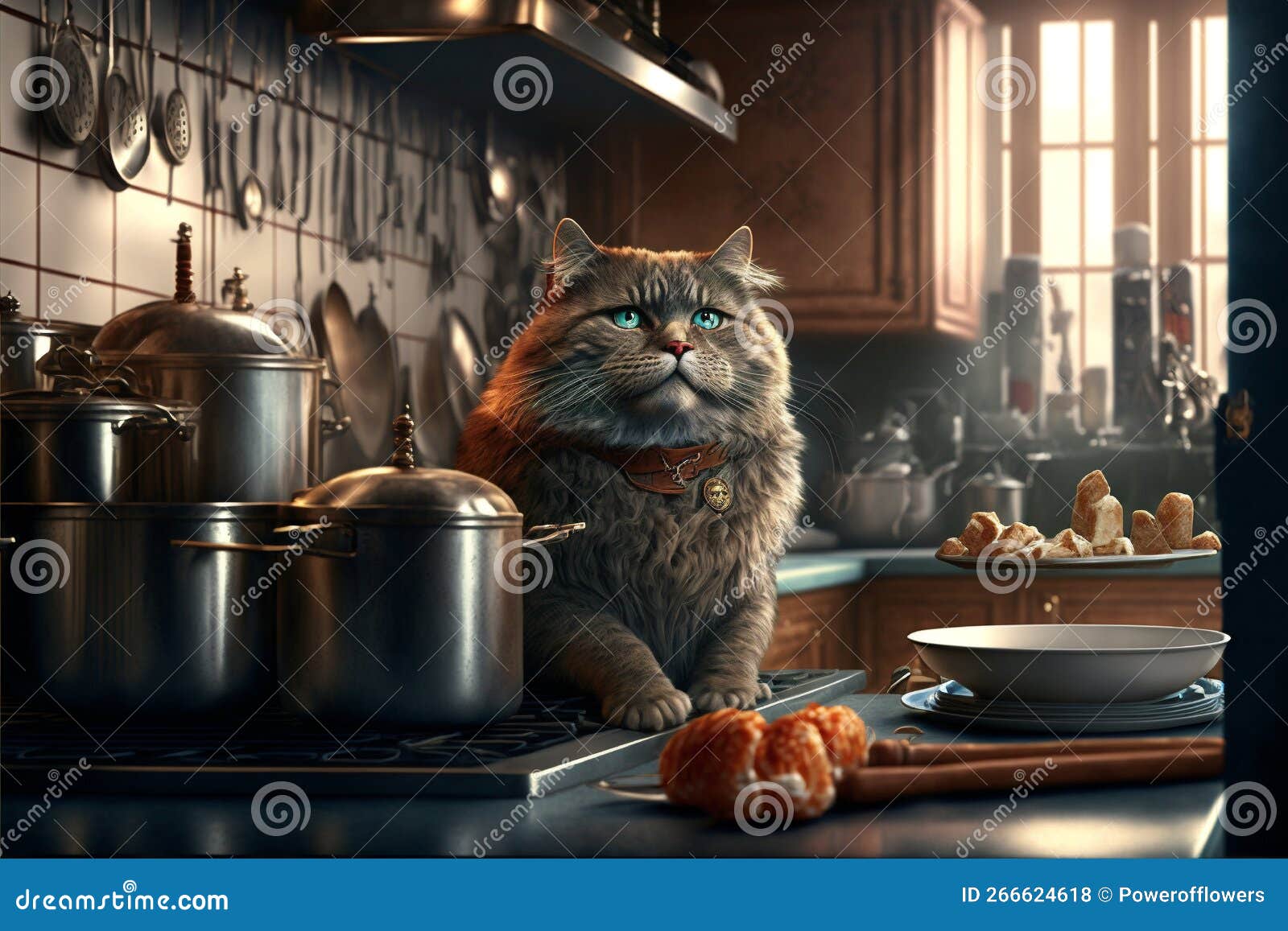 Cat As Chef in the Kitchen Created with Generative AI Technology Stock ...