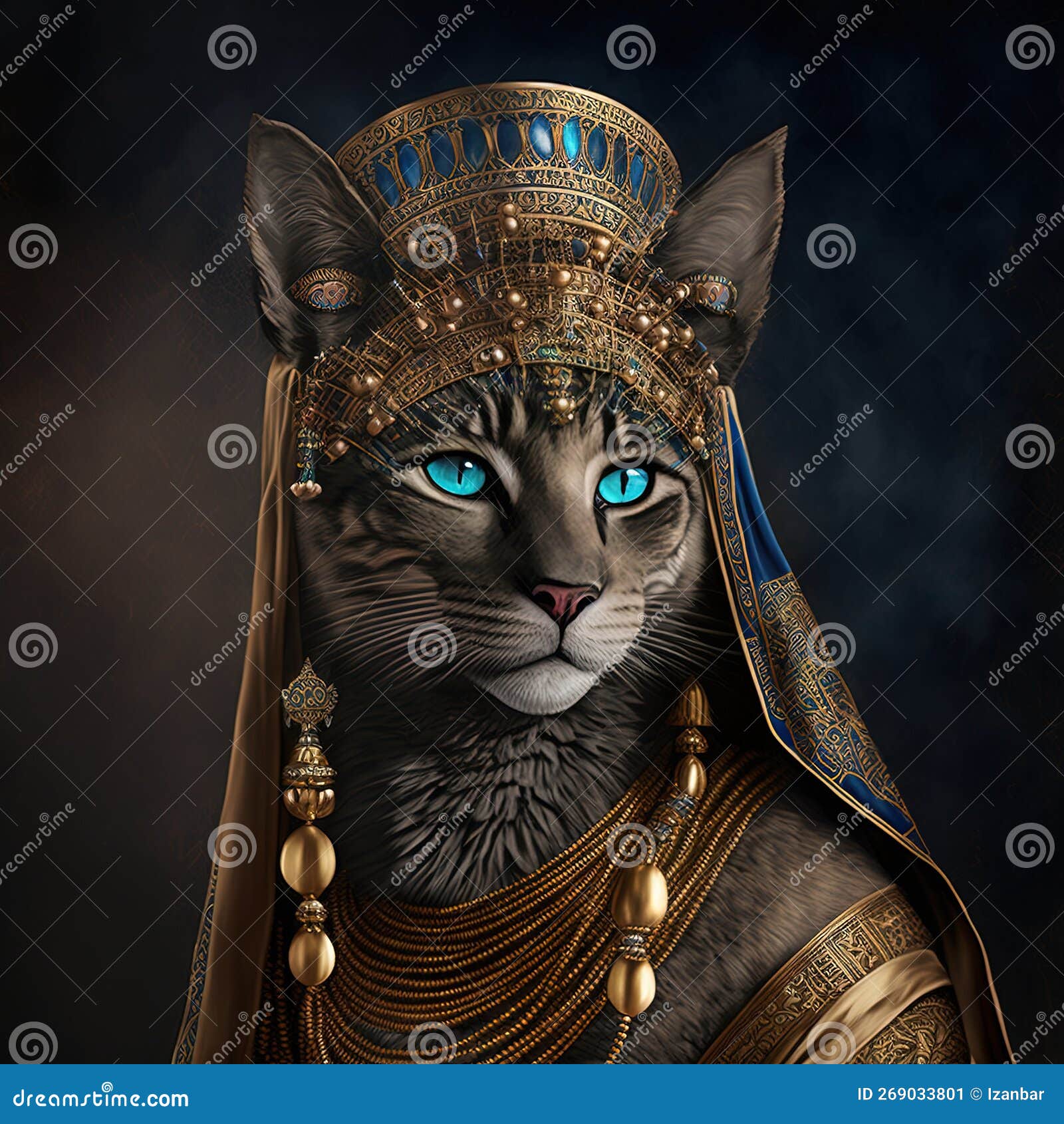 Cat As Egyptian Queen Pharaoh Illustration Generative Ai Stock ...