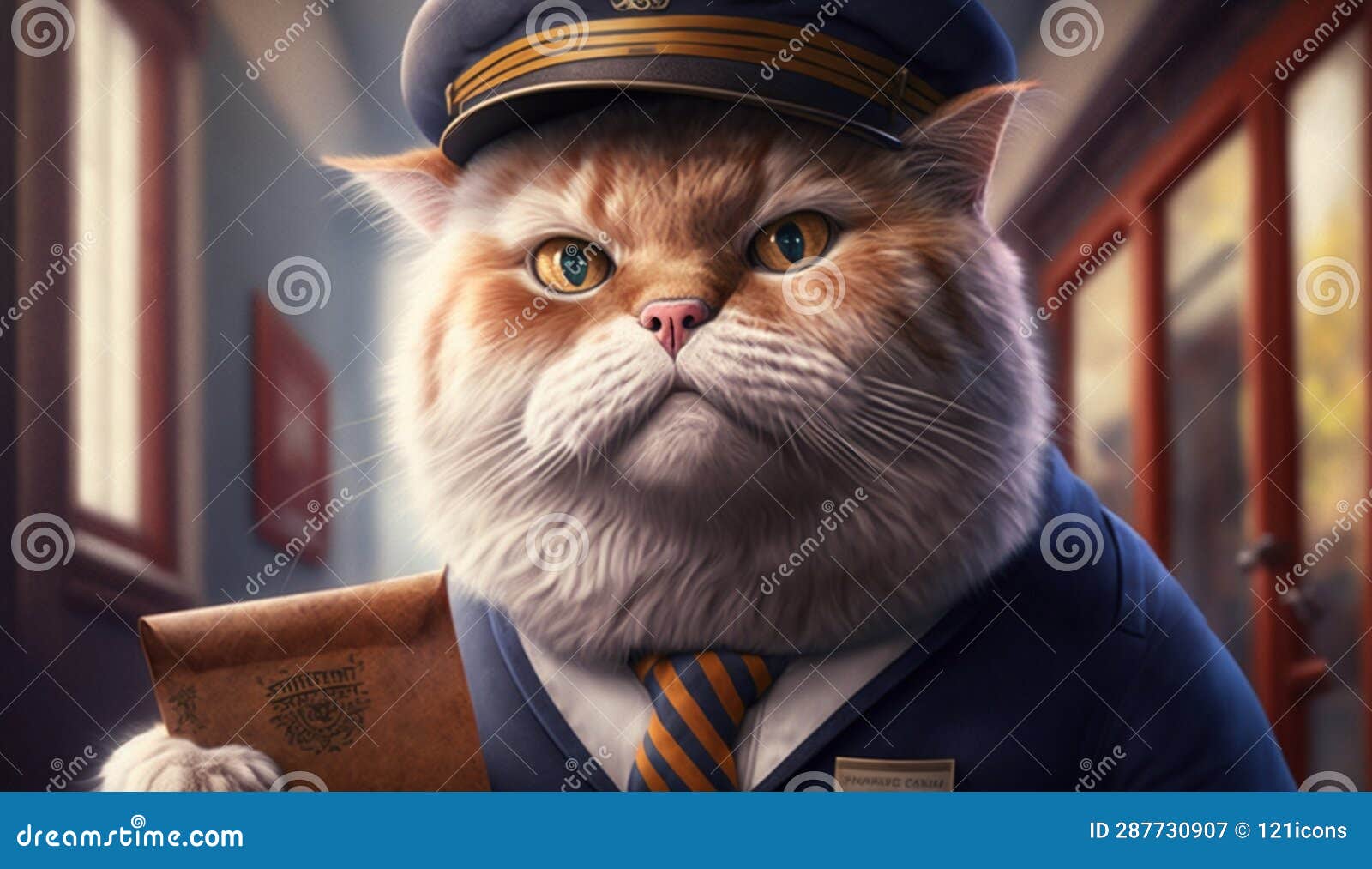 Cat As Mailman Post Delivery Service Postman. Generative AI Stock ...