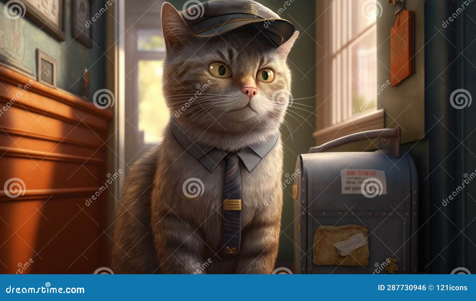 Cat As Mailman Post Delivery Service Postman. Generative AI Stock ...
