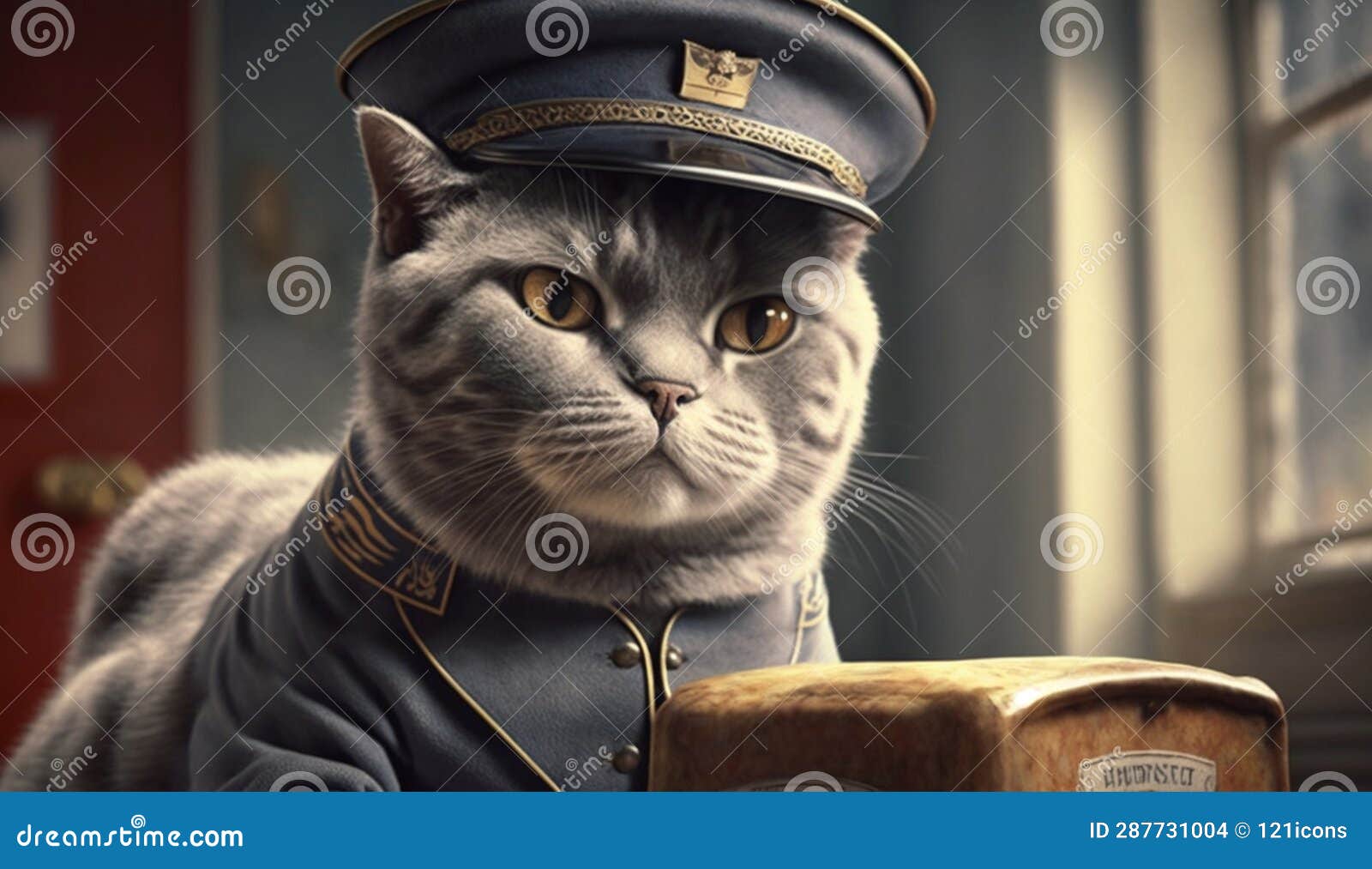 Cat As Mailman Post Delivery Service Postman. Generative AI Stock ...