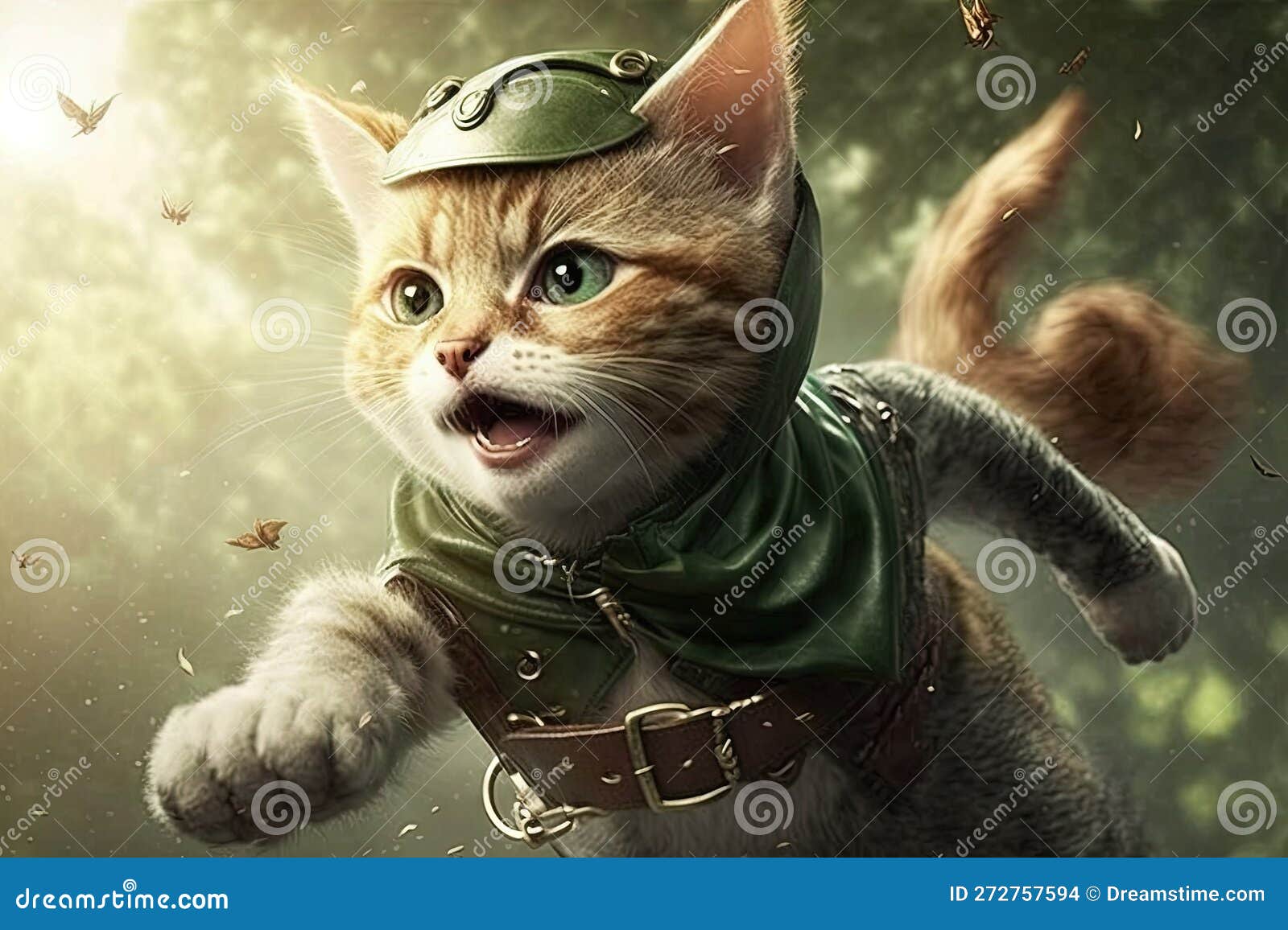 Cat As Peter Pan Illustration Generative Ai Stock Illustration ...
