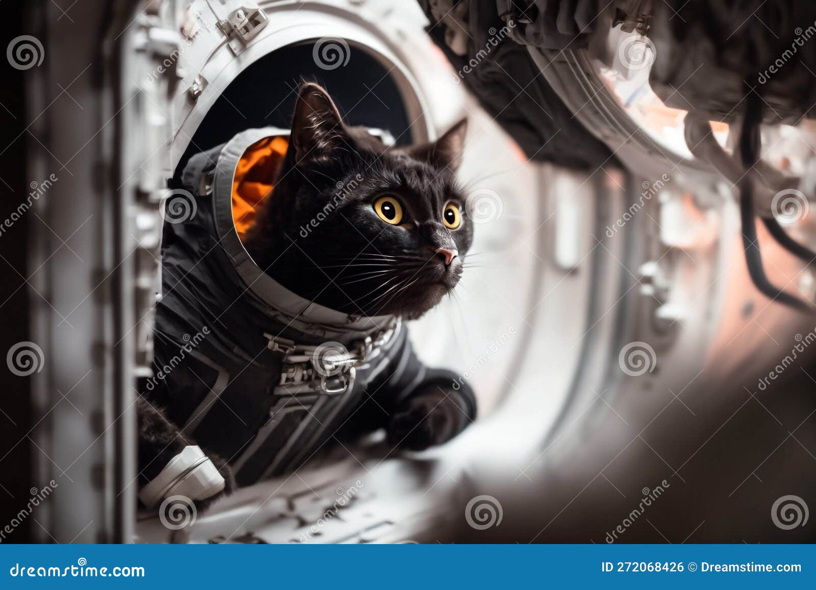 Cat Astronaut in a Space Suit Generative AI Stock Illustration ...