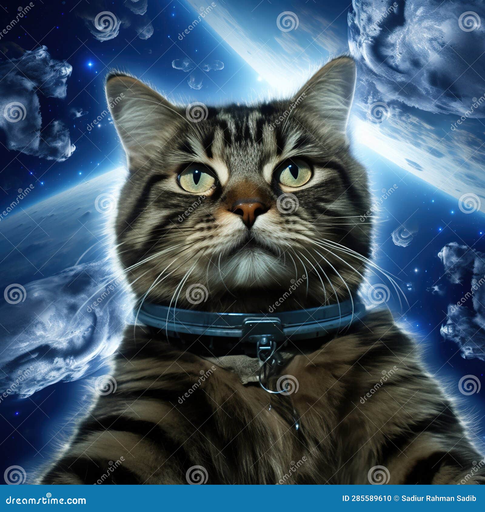 Cat Astronaut in Spacesuit and Helmet. Space Background Stock Photo ... Cat Astronaut in Spacesuit and Helmet. Space Background Stock Photo ...