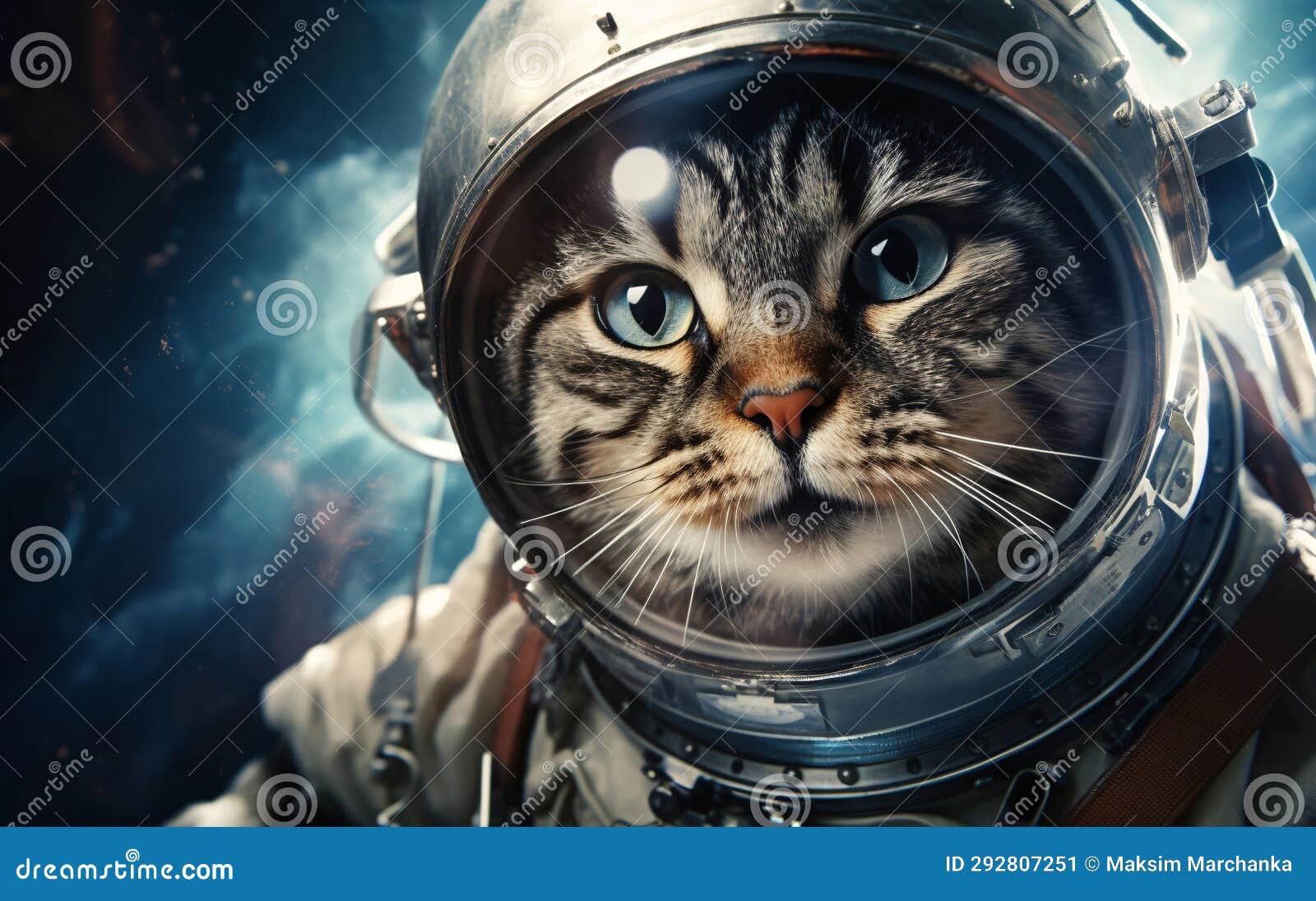 Cat Astronaut in a Spacesuit in Outer Space, Travel in the Universe ...