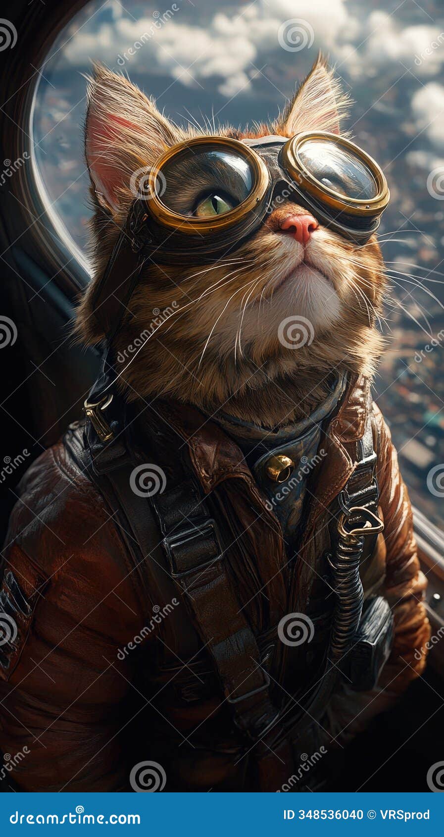 Cat Aviator in Cockpit Looking at the Sky Stock Photo - Image of ...