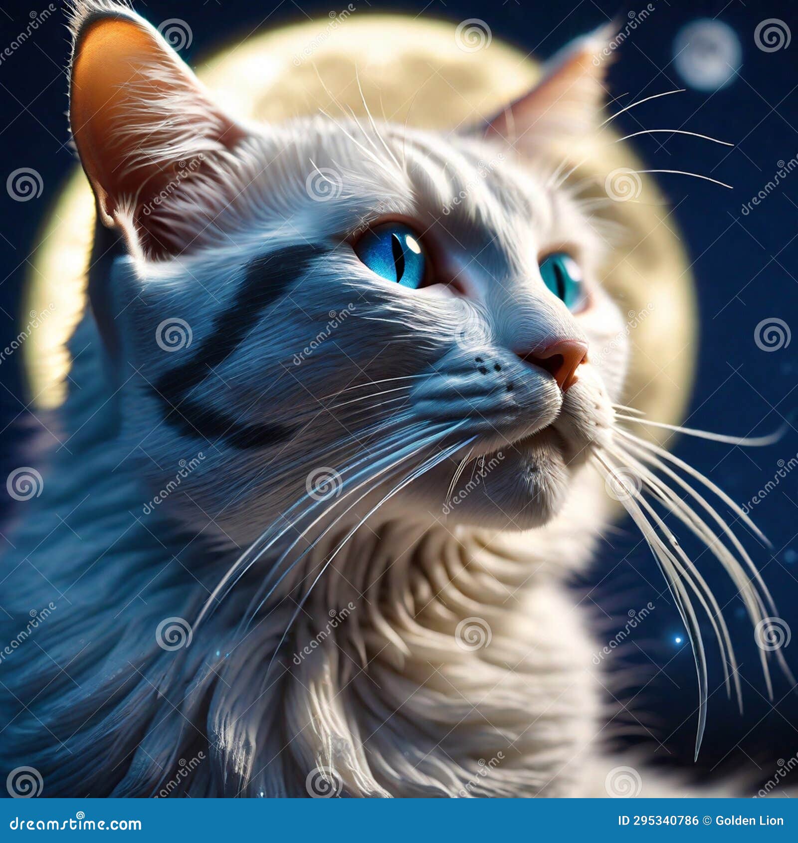Cat on the Background of the Moon Stock Illustration - Illustration of ...