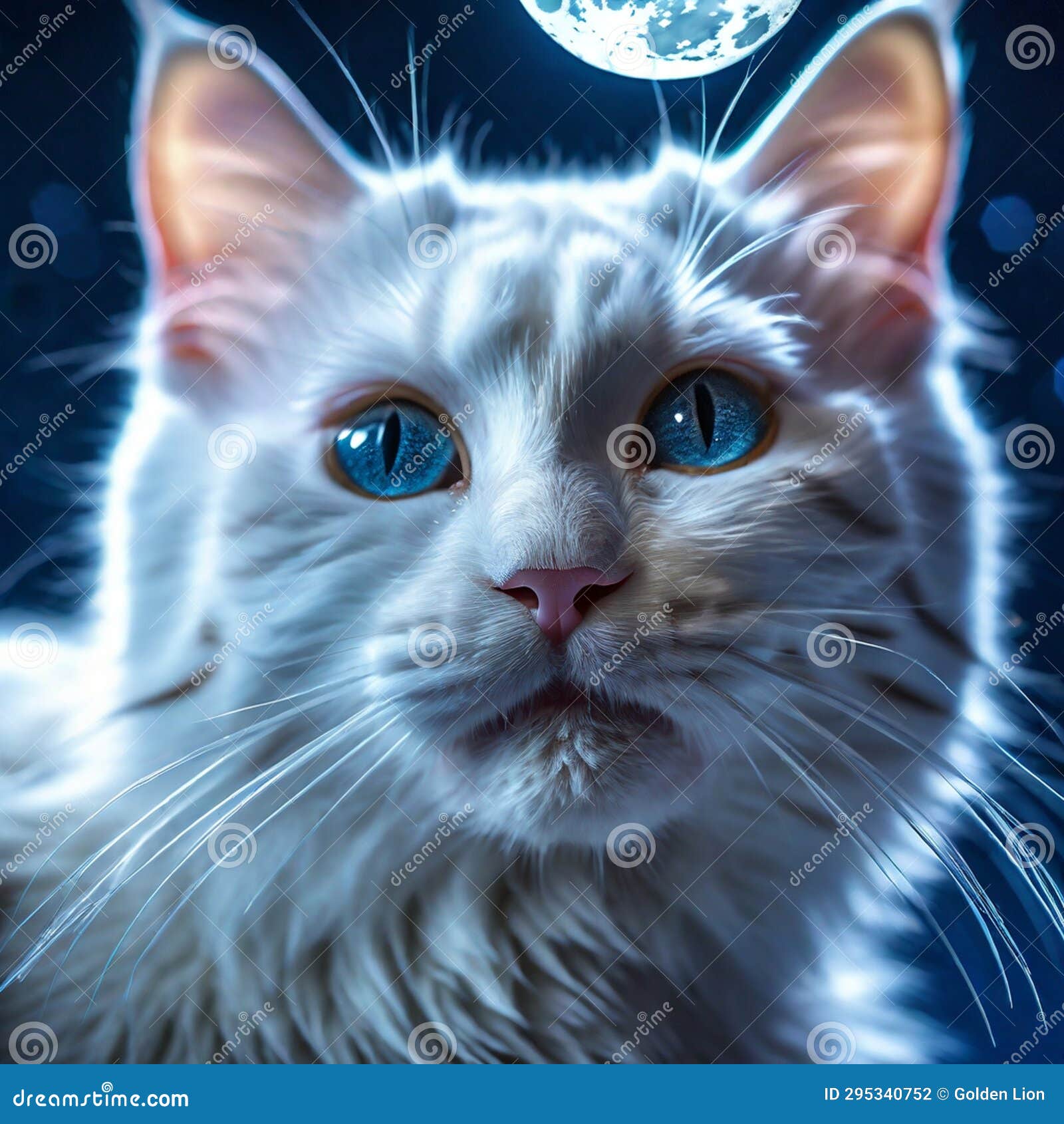 Cat on the Background of the Moon Stock Illustration - Illustration of ...