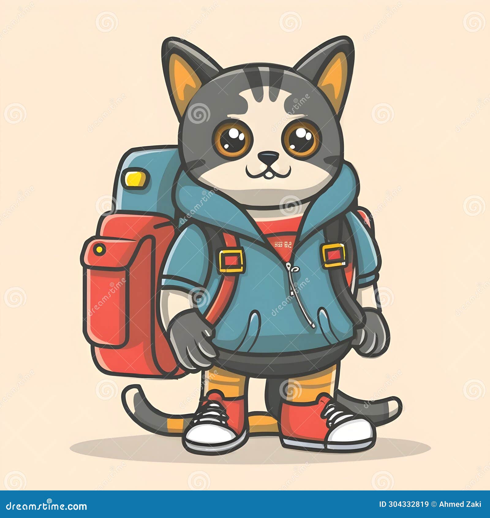 Cat in Backpack Original Vector Illustration Generative AI Stock ...