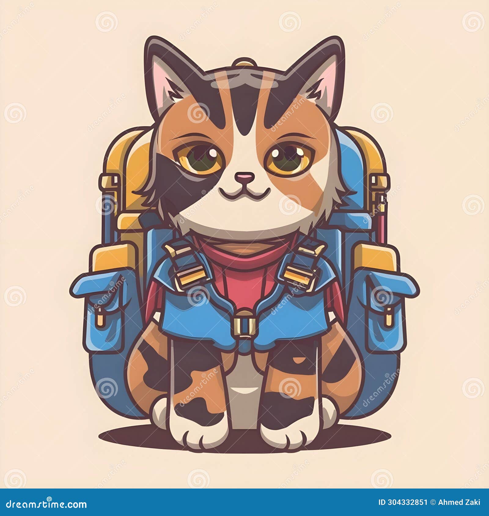 Cat in Backpack Original Vector Illustration Generative AI Stock ...