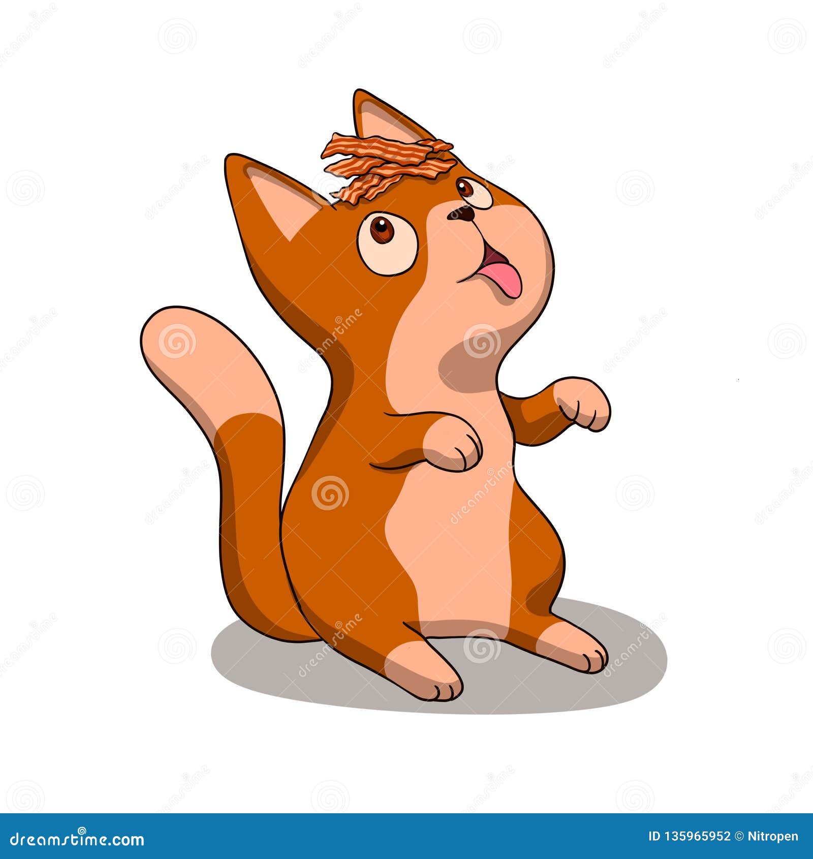 Cat and Bacon stock illustration. Illustration of feline - 135965952