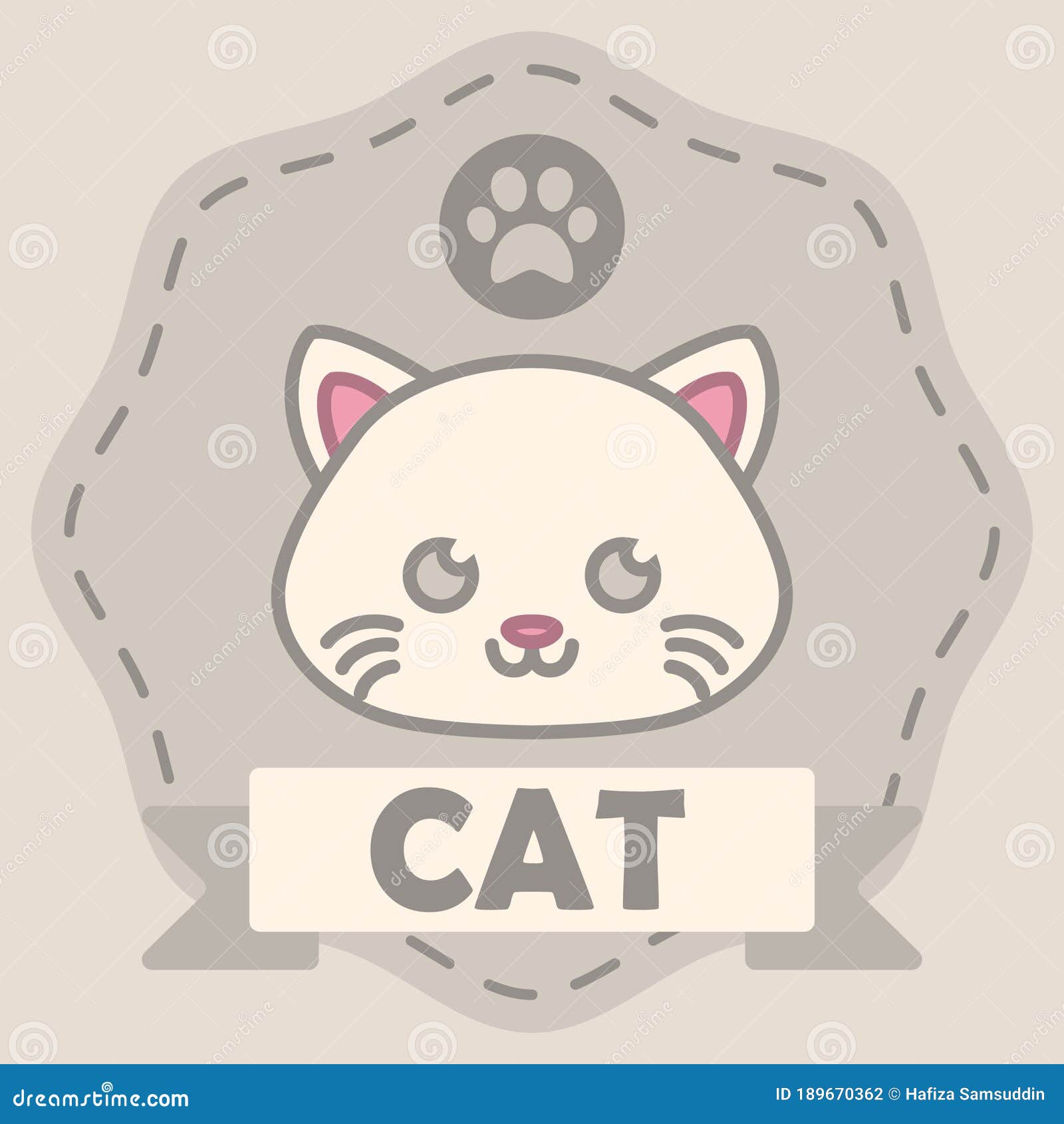 Cat Badge Flat Banner. Vector Illustration Decorative Design Stock ...