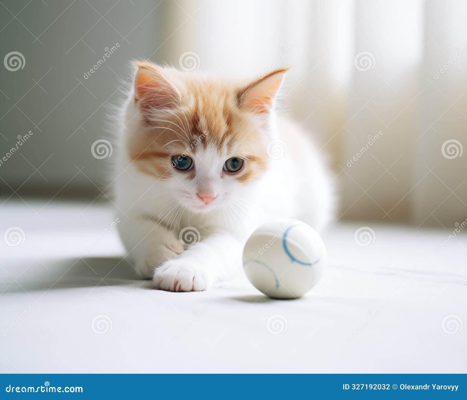 Cat with ball stock photo. Image of young, background - 327192032