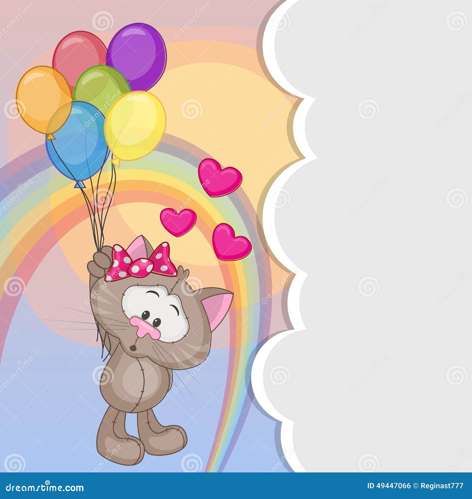 Cat with balloons stock vector. Illustration of cartoons - 49447066