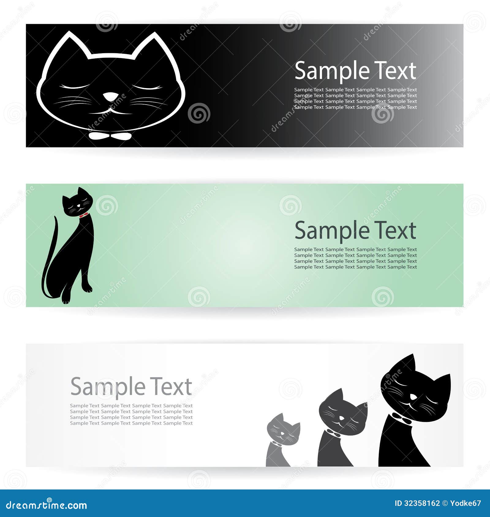 Cat banners stock vector. Illustration of creative, lovely - 32358162