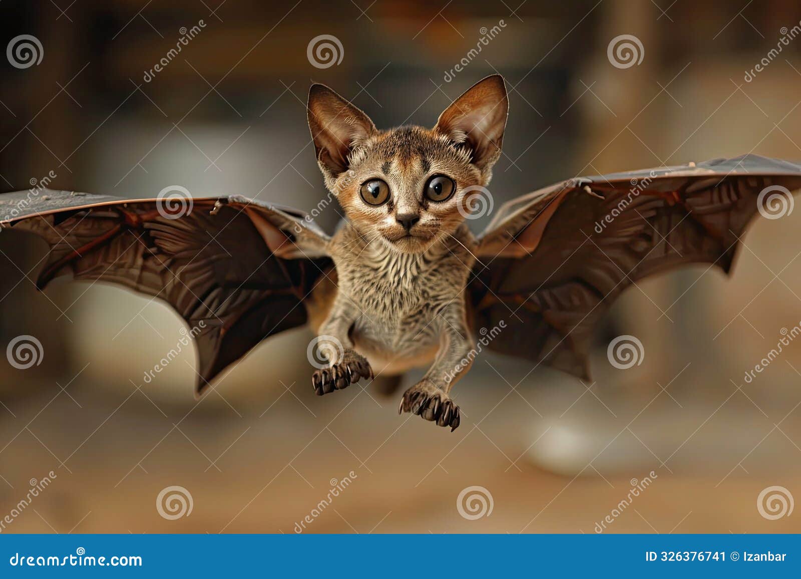 Cat Bat Hybrid Vampire Kitten Generative AI Stock Illustration ...