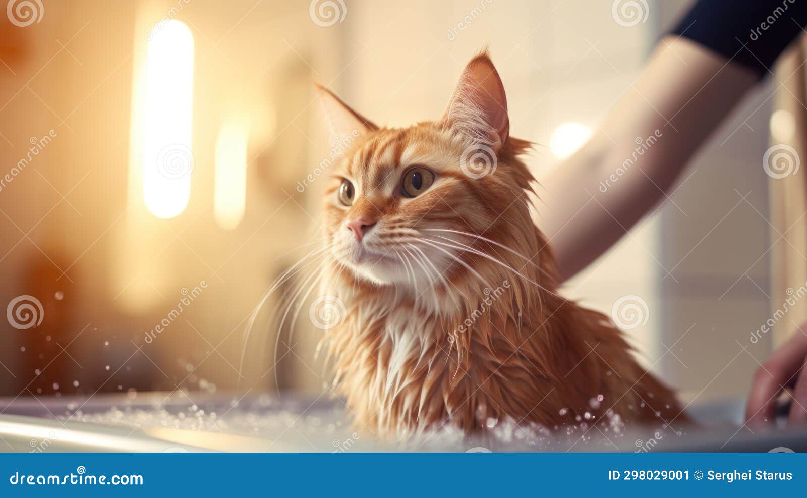 A Cat is Being Bathed in a Sink, AI Stock Image - Image of nature ...