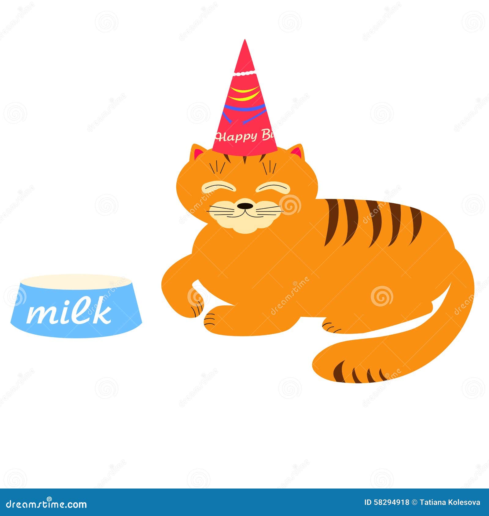 Cat Birthday Boy with Milk- Illustration Stock Illustration ...