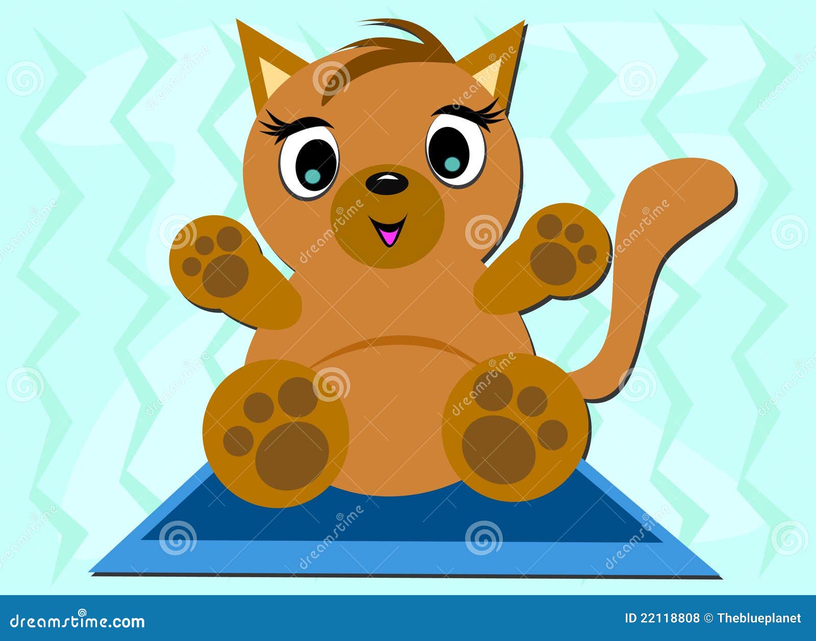 Cat on a Blue Mat stock vector. Illustration of design - 22118808