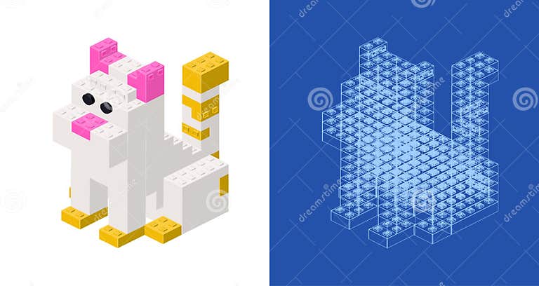 Cat Blueprint Project Idea and Implementation. Vector Stock ...