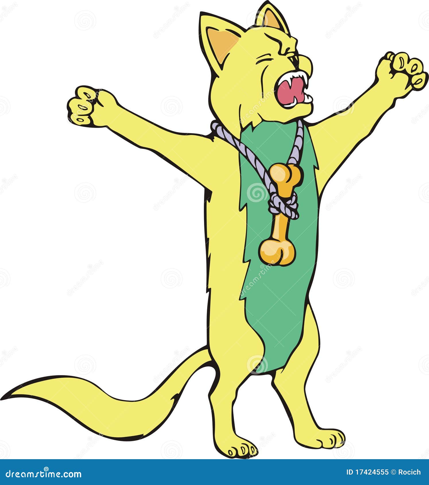 Cat with bone pendent stock vector. Illustration of litter - 17424555