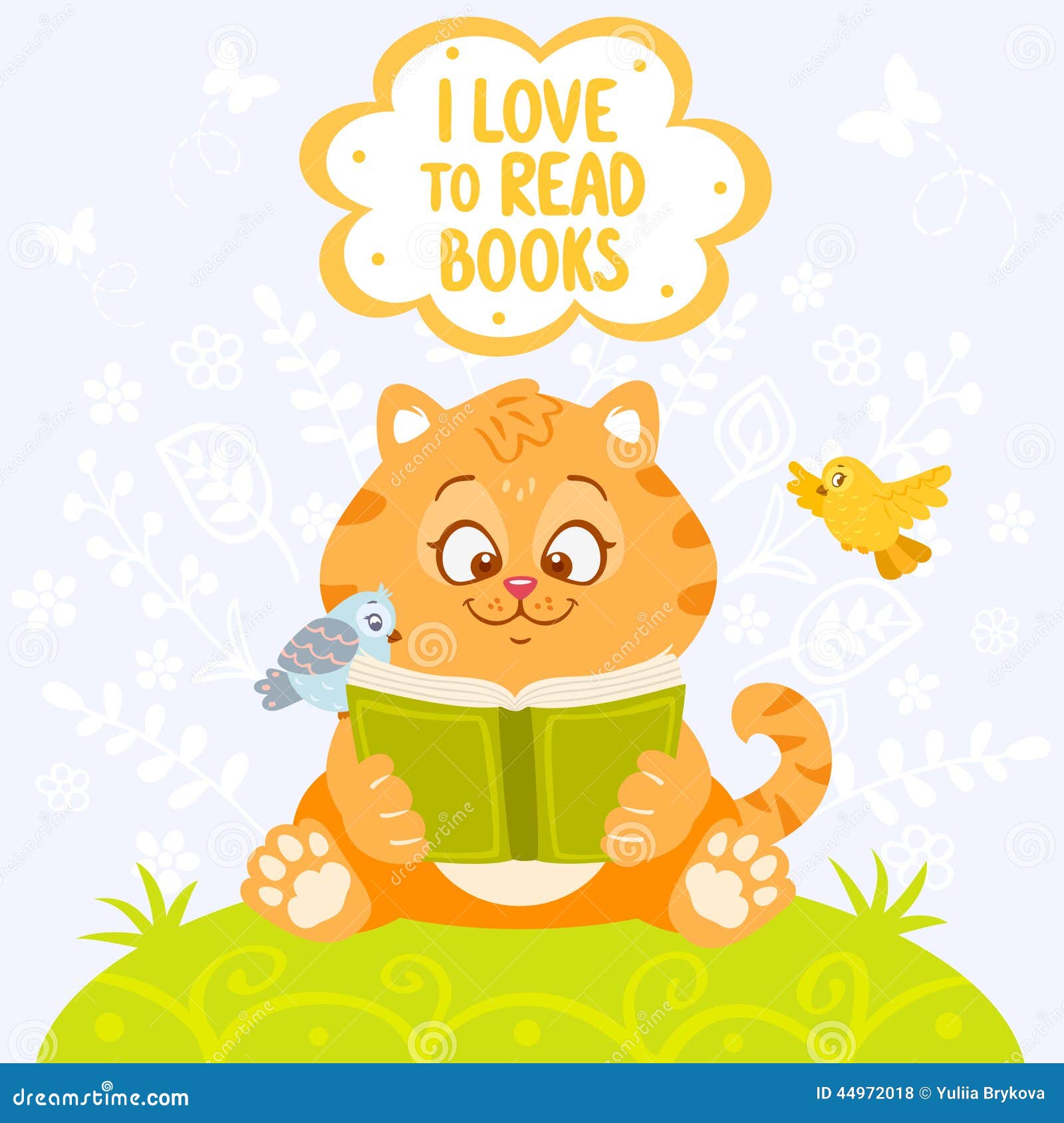Cat with book stock vector. Illustration of cute, label - 44972018