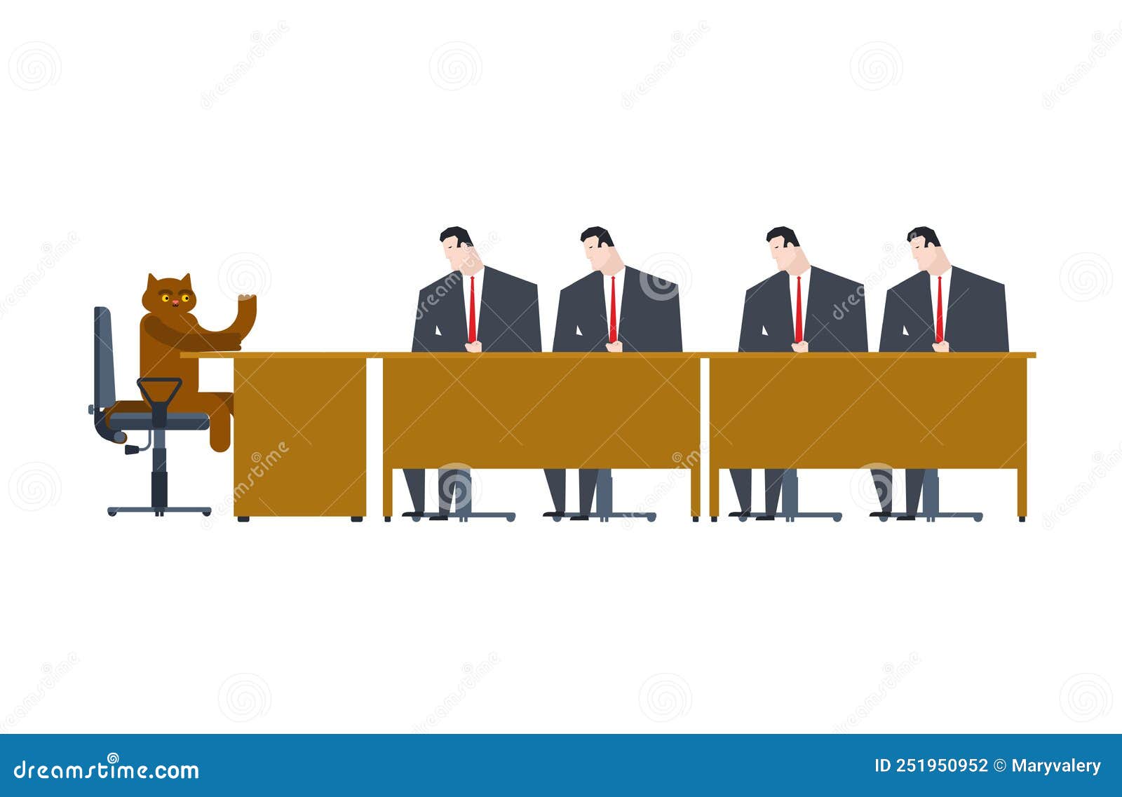 Cat Boss at Meeting with Managers. Vector Illustration Stock Vector ...