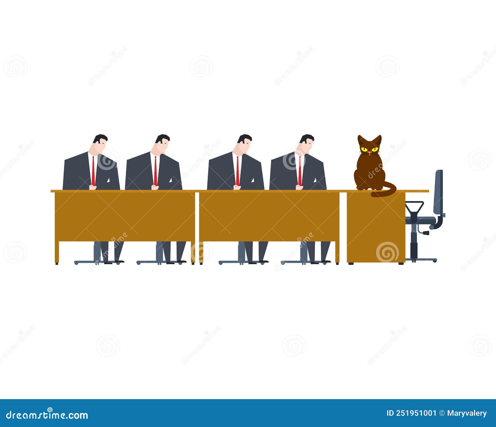 Cat Boss at Meeting with Managers. Vector Illustration Stock Vector ...