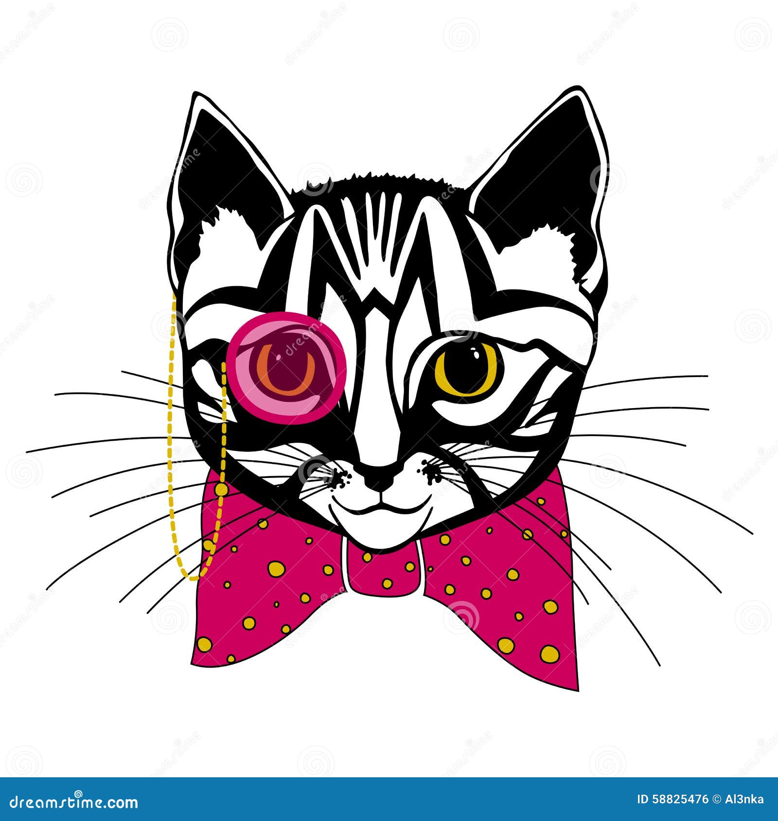 Cat with a bow stock vector. Illustration of scientist - 58825476