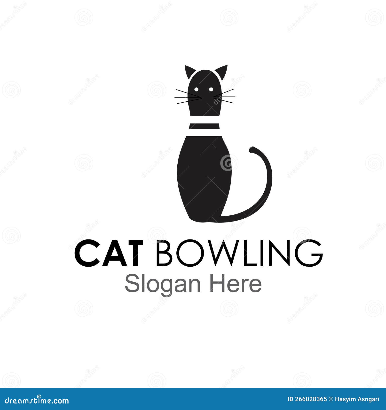 Cat Bowling Logo Design Vector Stock Vector - Illustration of logo ...