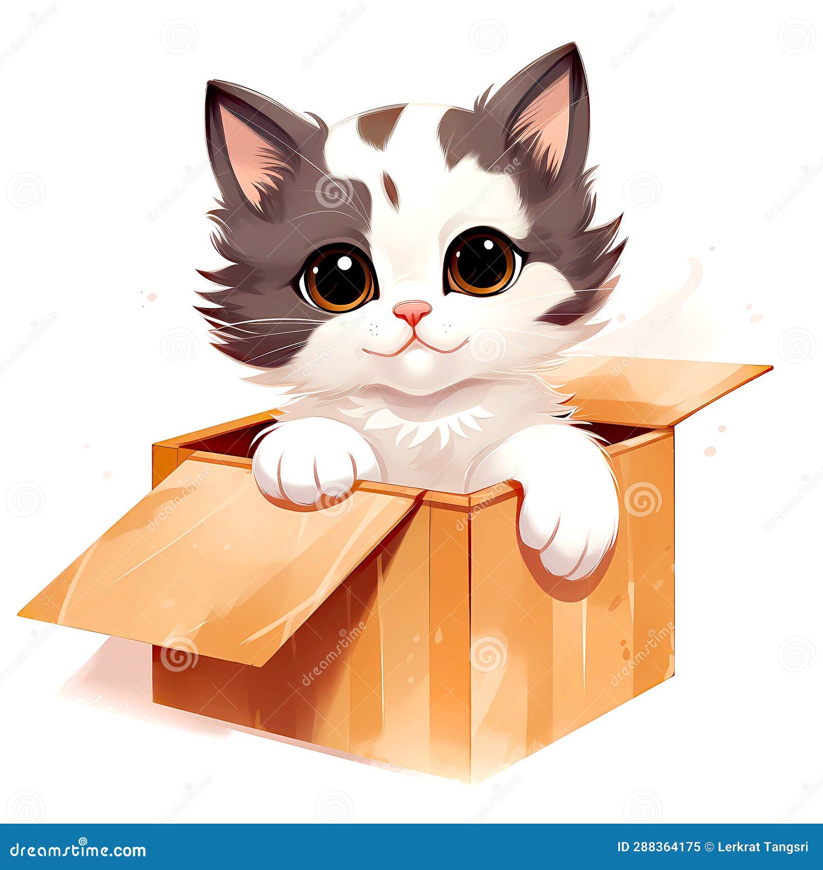 Cat in a box stock illustration. Illustration of font - 288364175
