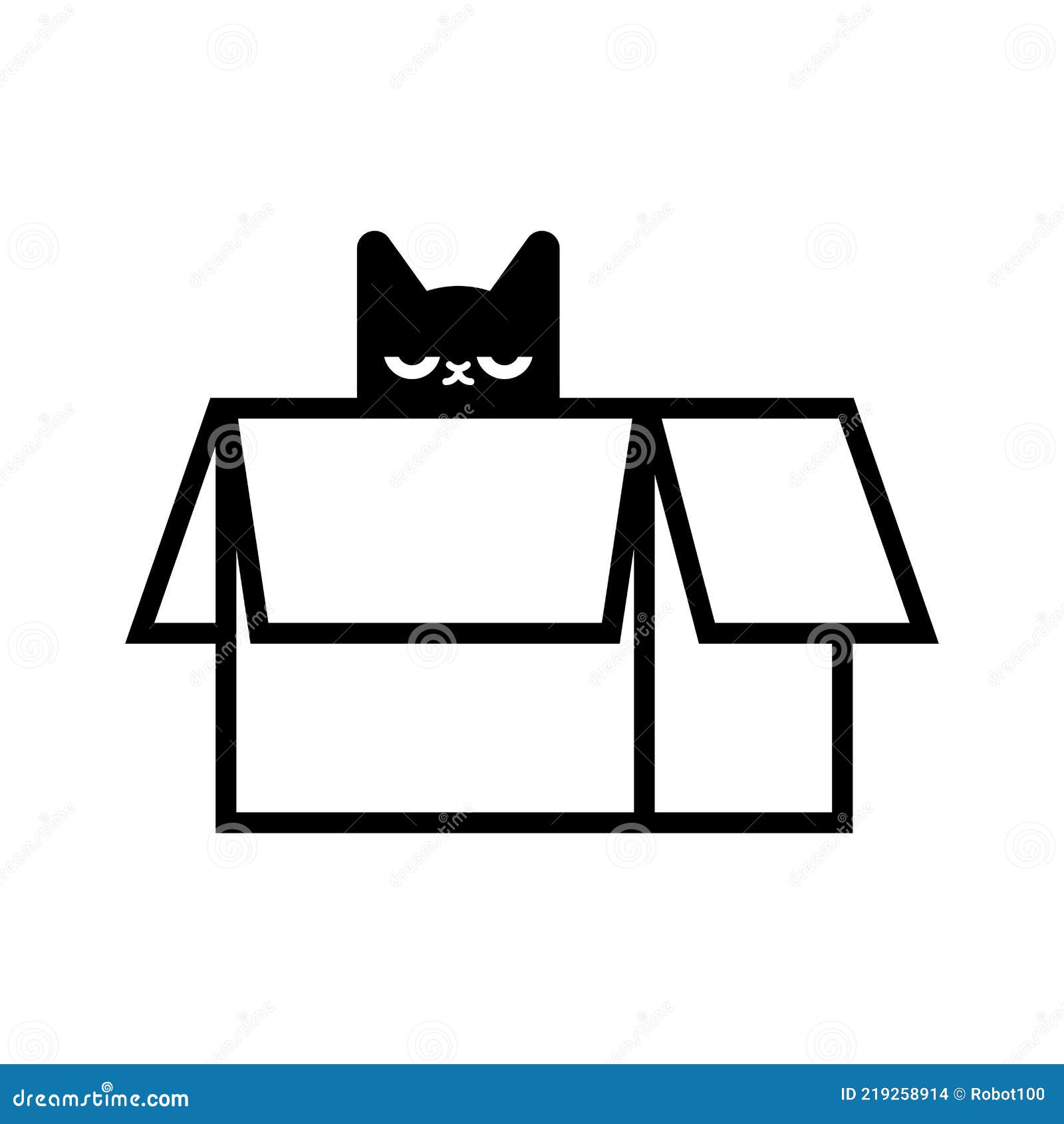 Cat in Box Icon. Pet Inside Carton Case Sign Stock Vector ...