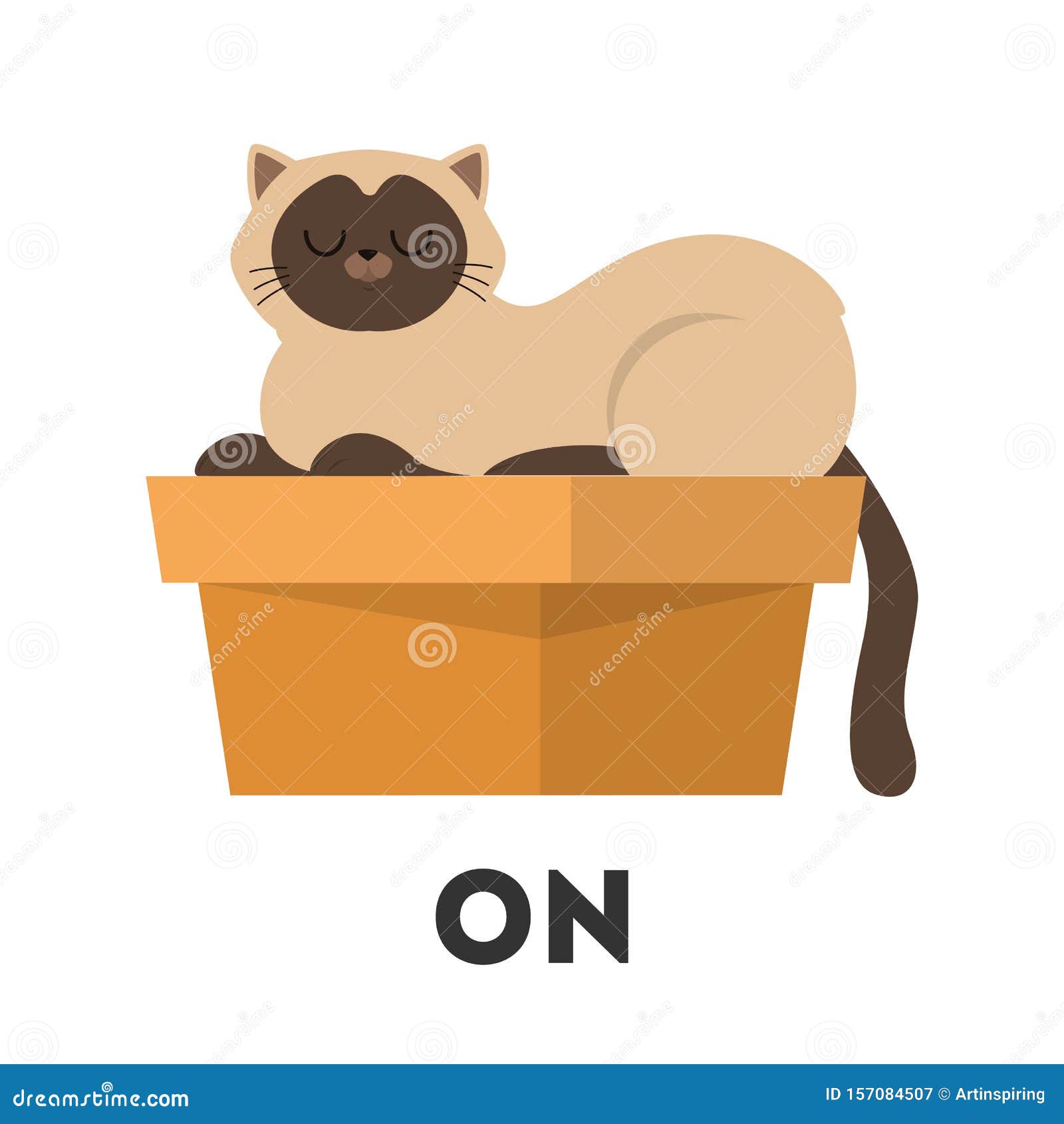 Cat and Box. Learning Preposition Concept. the Animal Stock Vector ...