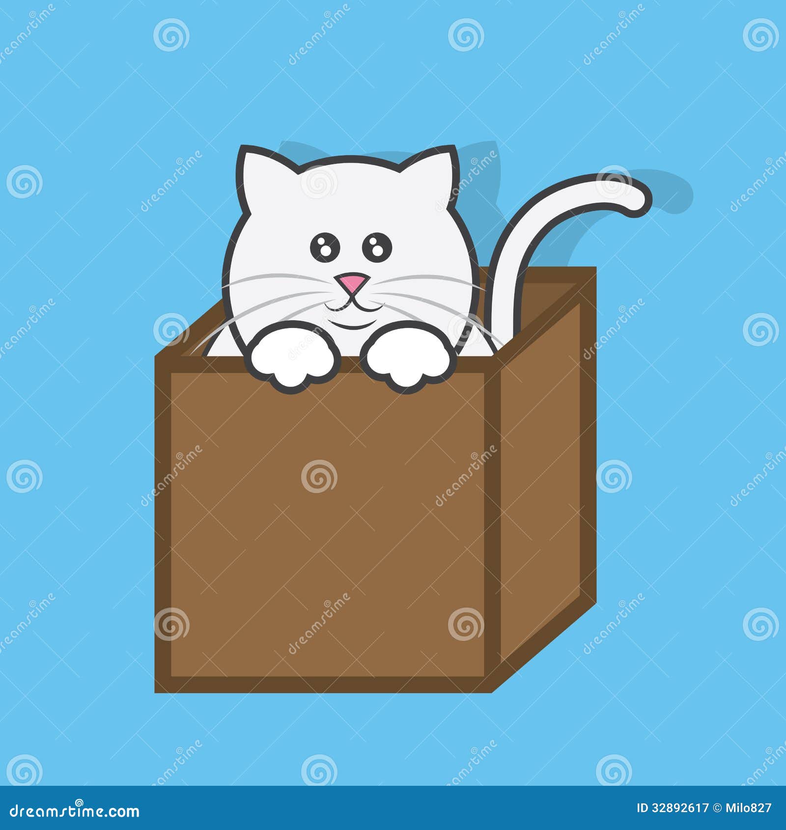Cat in Box stock vector. Illustration of happy, stick - 32892617