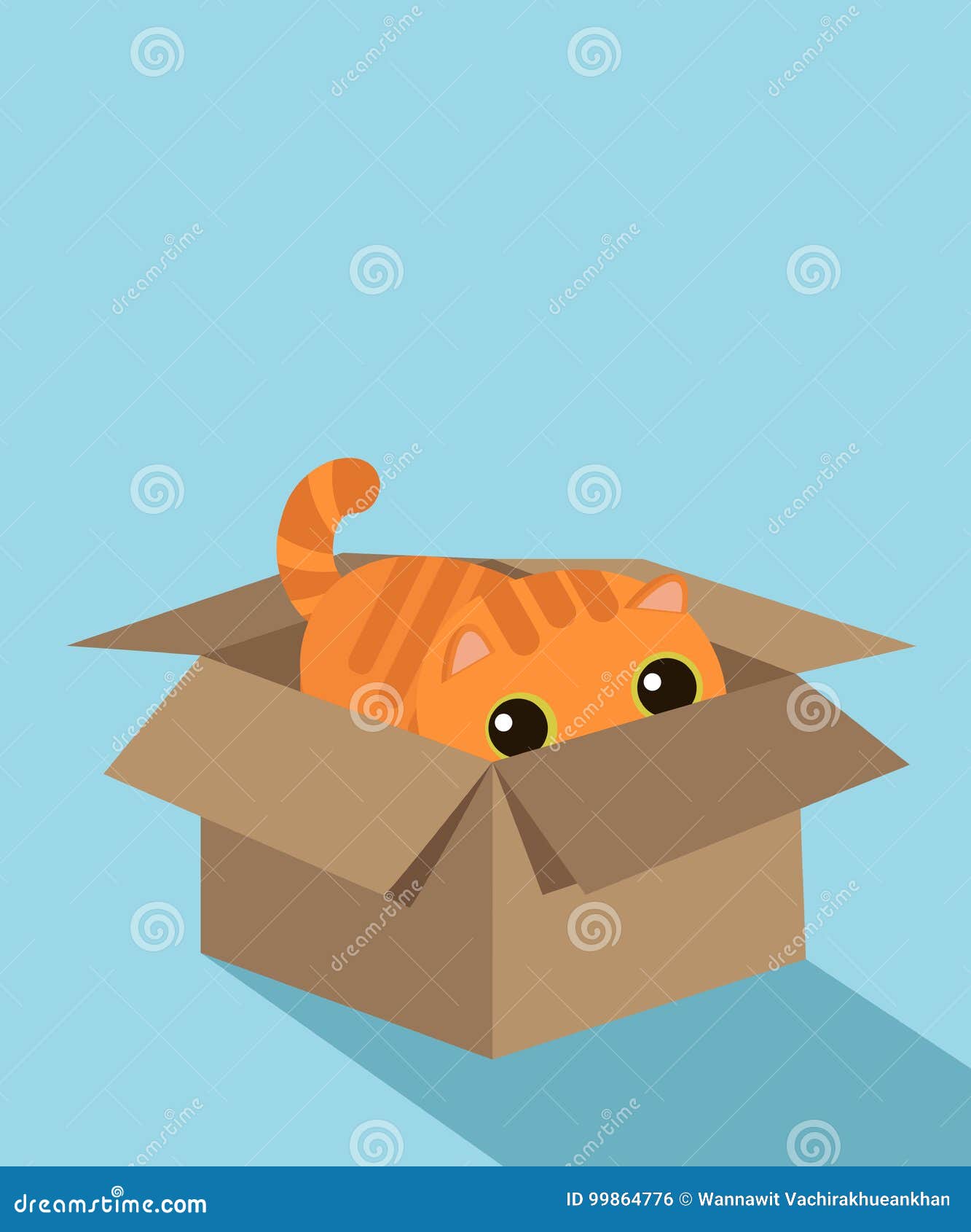 Cat in the box stock vector. Illustration of background - 99864776