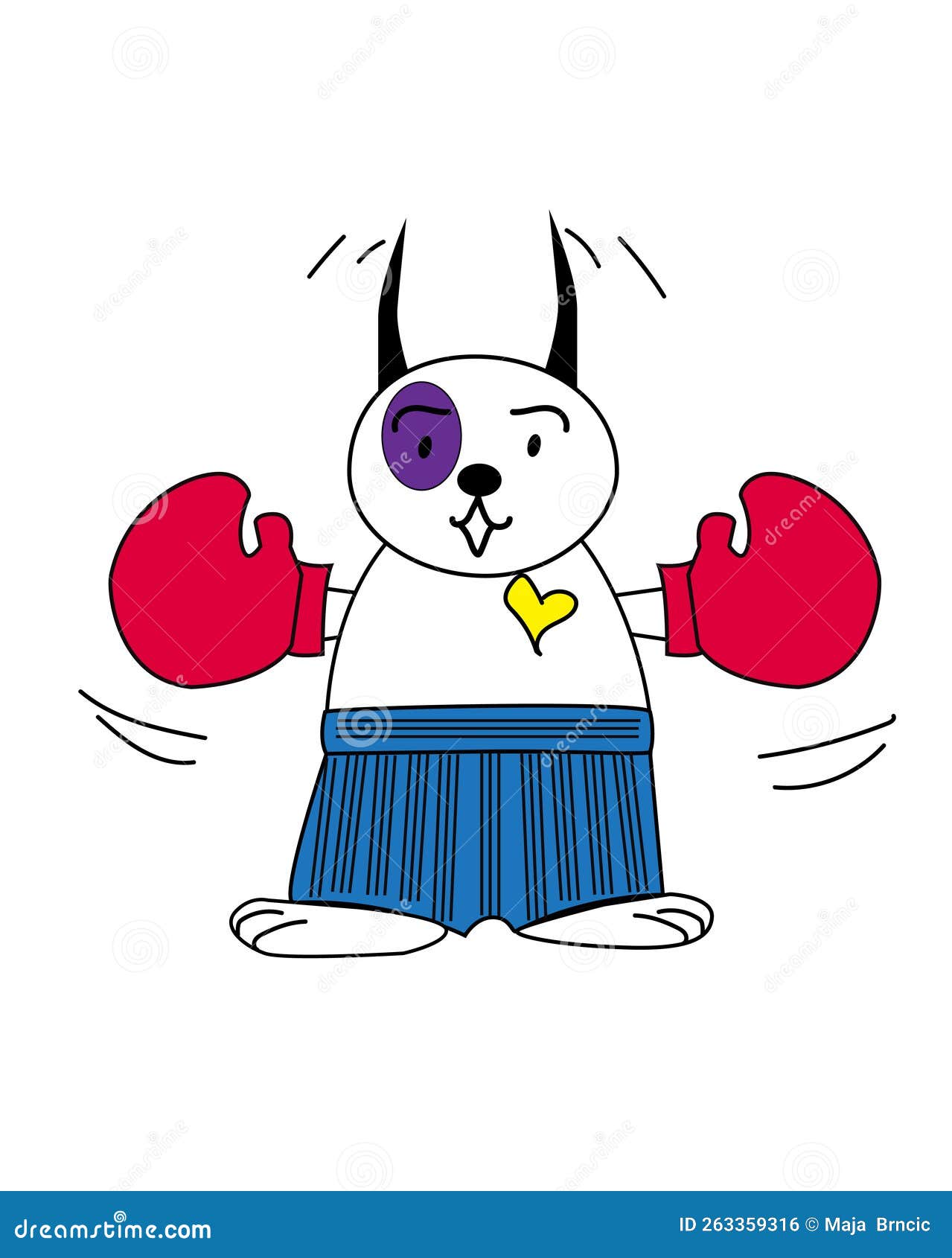 Cat Boxing Character Cartoon Hand Drawing with Red Gloves and Yellow ...