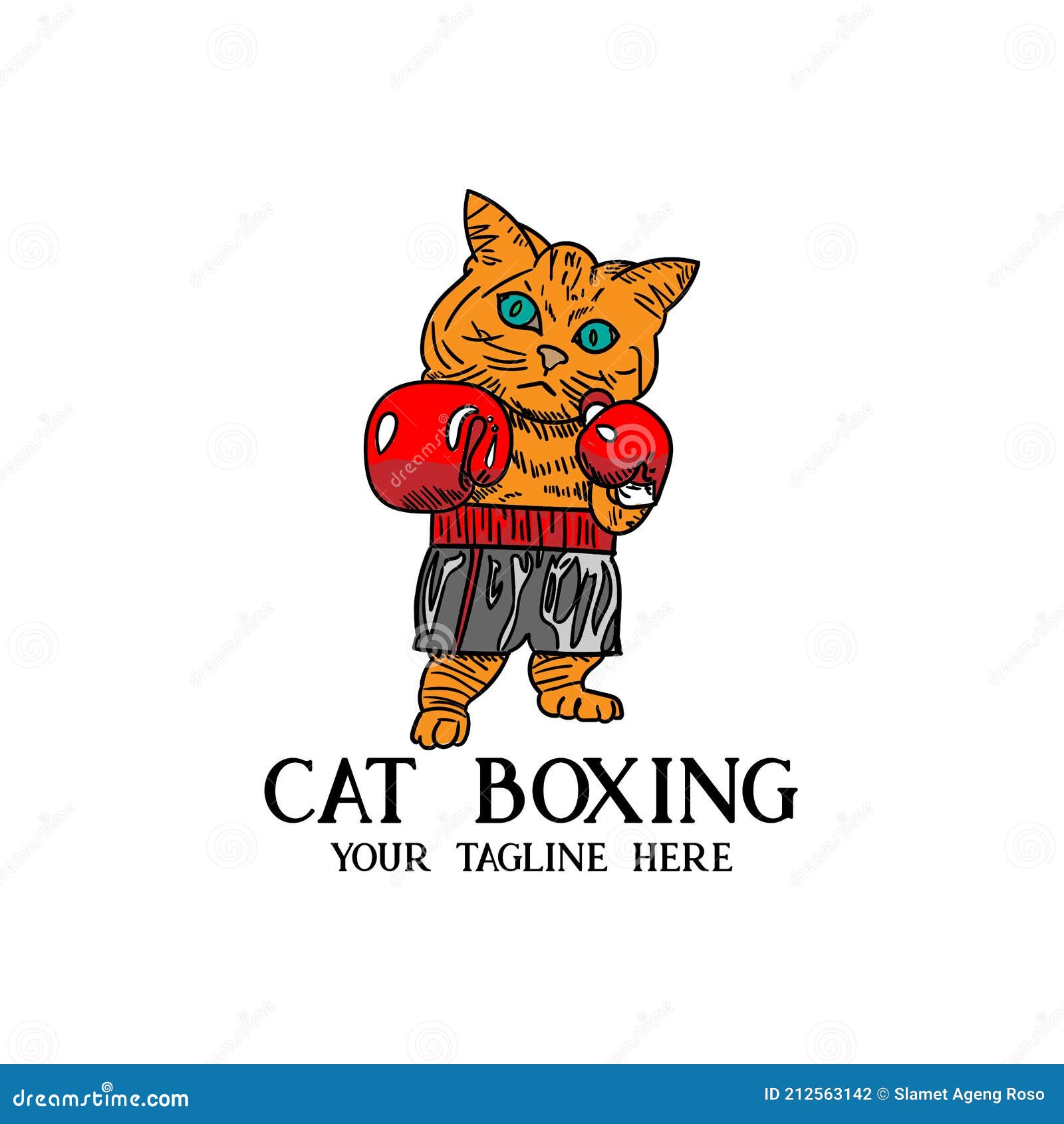 Cat Boxing Design Logo Vector Stock Vector - Illustration of isolated ...