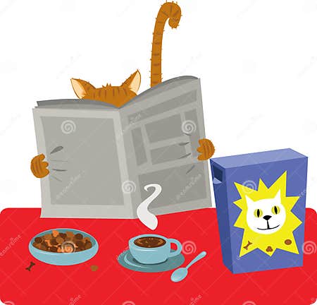 Cat Breakfast stock vector. Illustration of cartoon, domestic - 27090528
