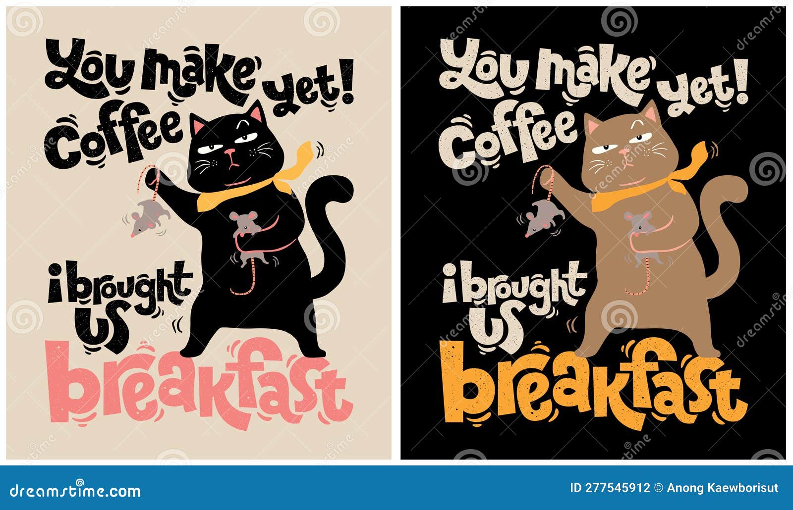 Cat with Breakfast - Cat Lover - Funny Cat Stock Vector - Illustration ...