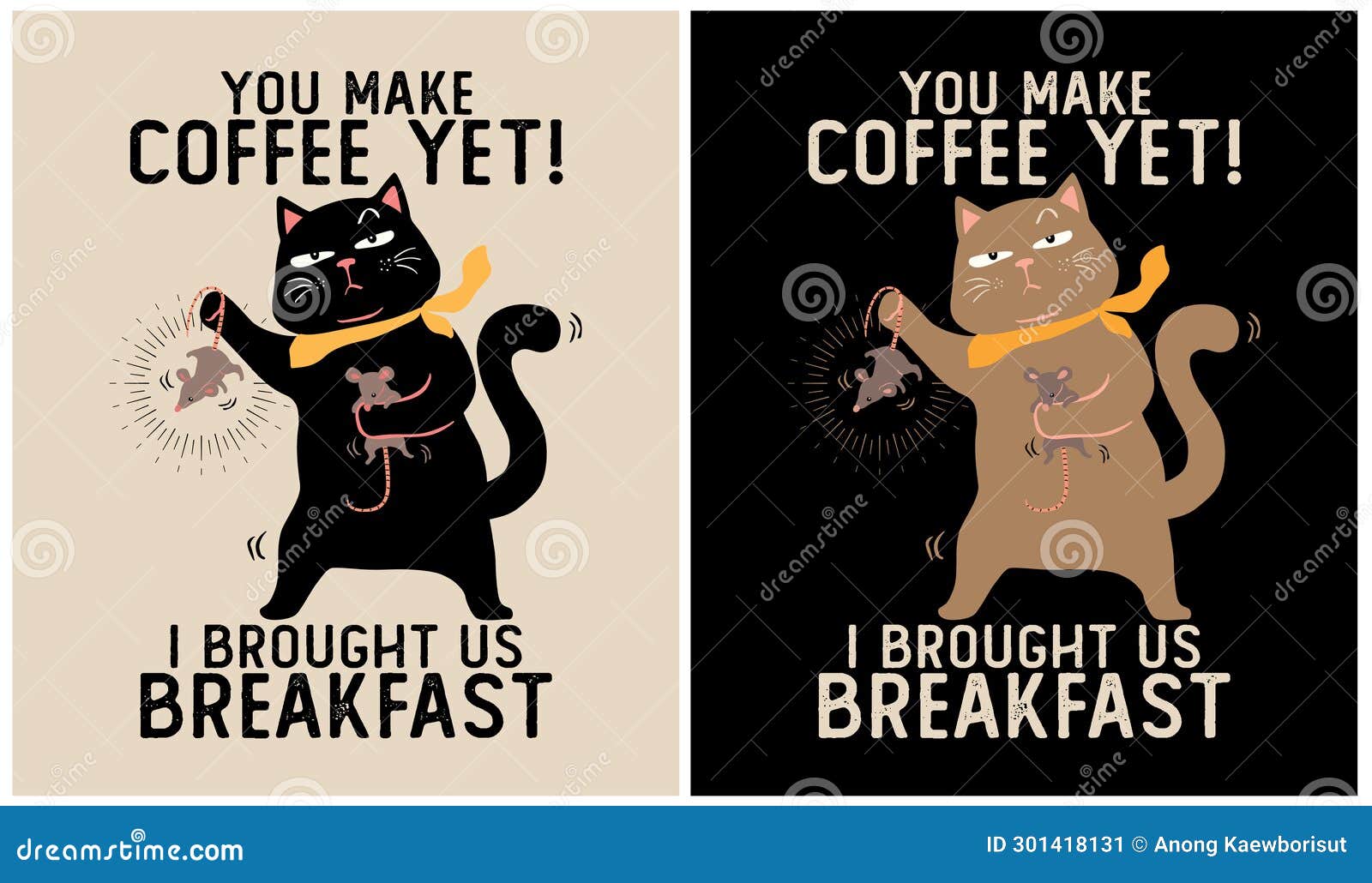 Cat with Breakfast - Cat Lover Stock Vector - Illustration of scarf ...