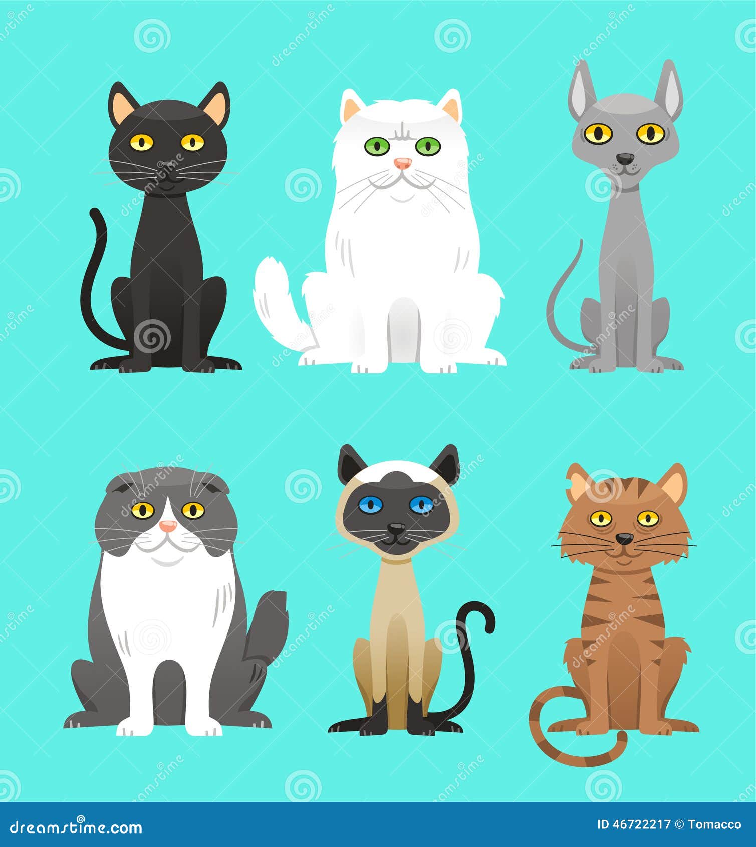 Cat breed set stock illustration. Illustration of felid - 46722217