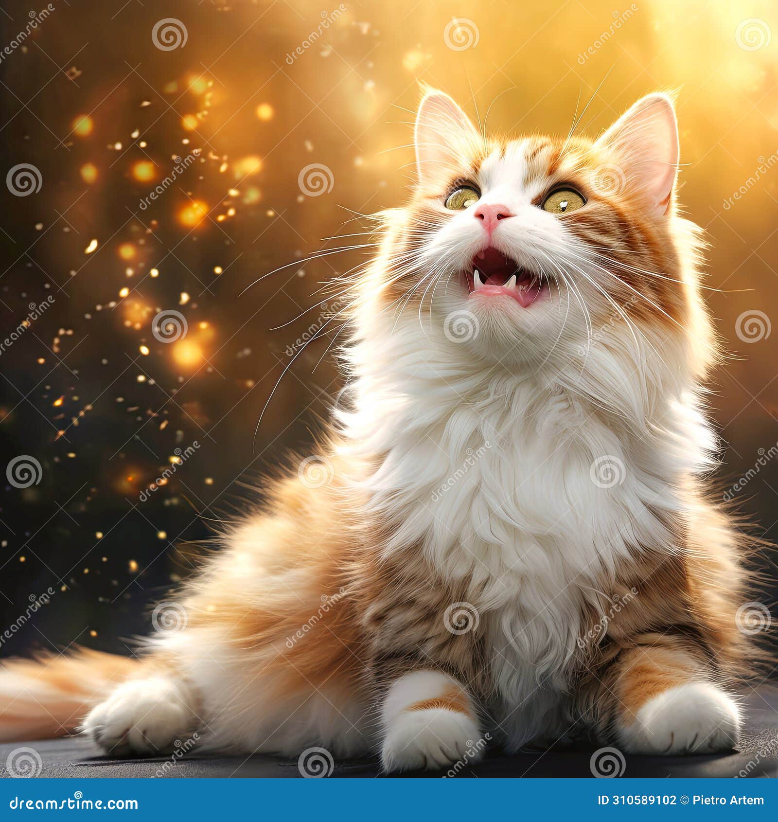 CAT Breed SMILING Orange White Fur Playful Stock Photo - Image of black ...
